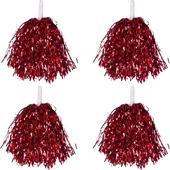 BESTSKY 24Pcs Cheerleading Poms Metallic Foil Cheer Poms with Plastic ...