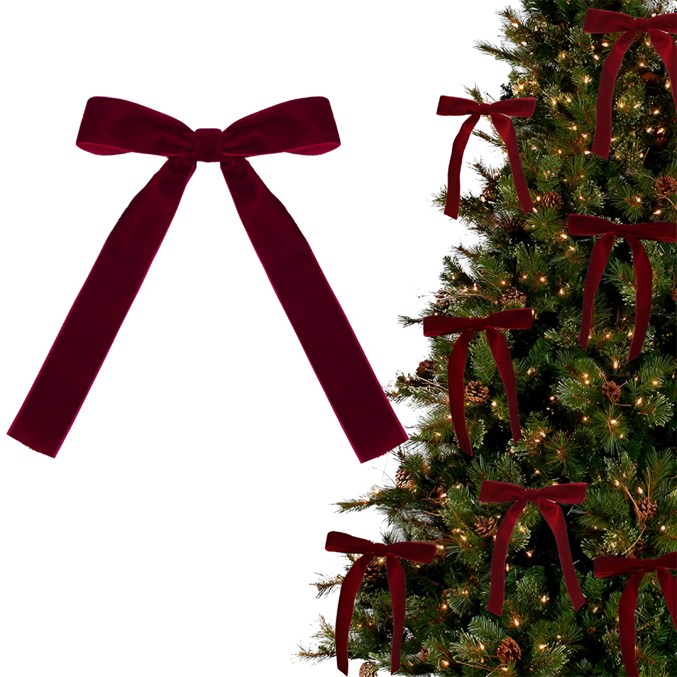 BESTSKY 24pcs Red Velvet Bows for Christmas Tree Decorations Wreath ...