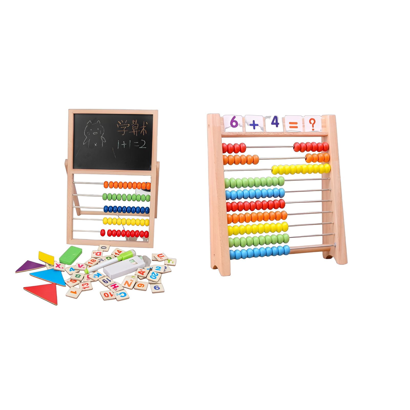 BESTSKY 2Pcs Abacus,5Rows Wooden Small 5 Row Abacus, Math Counters ...