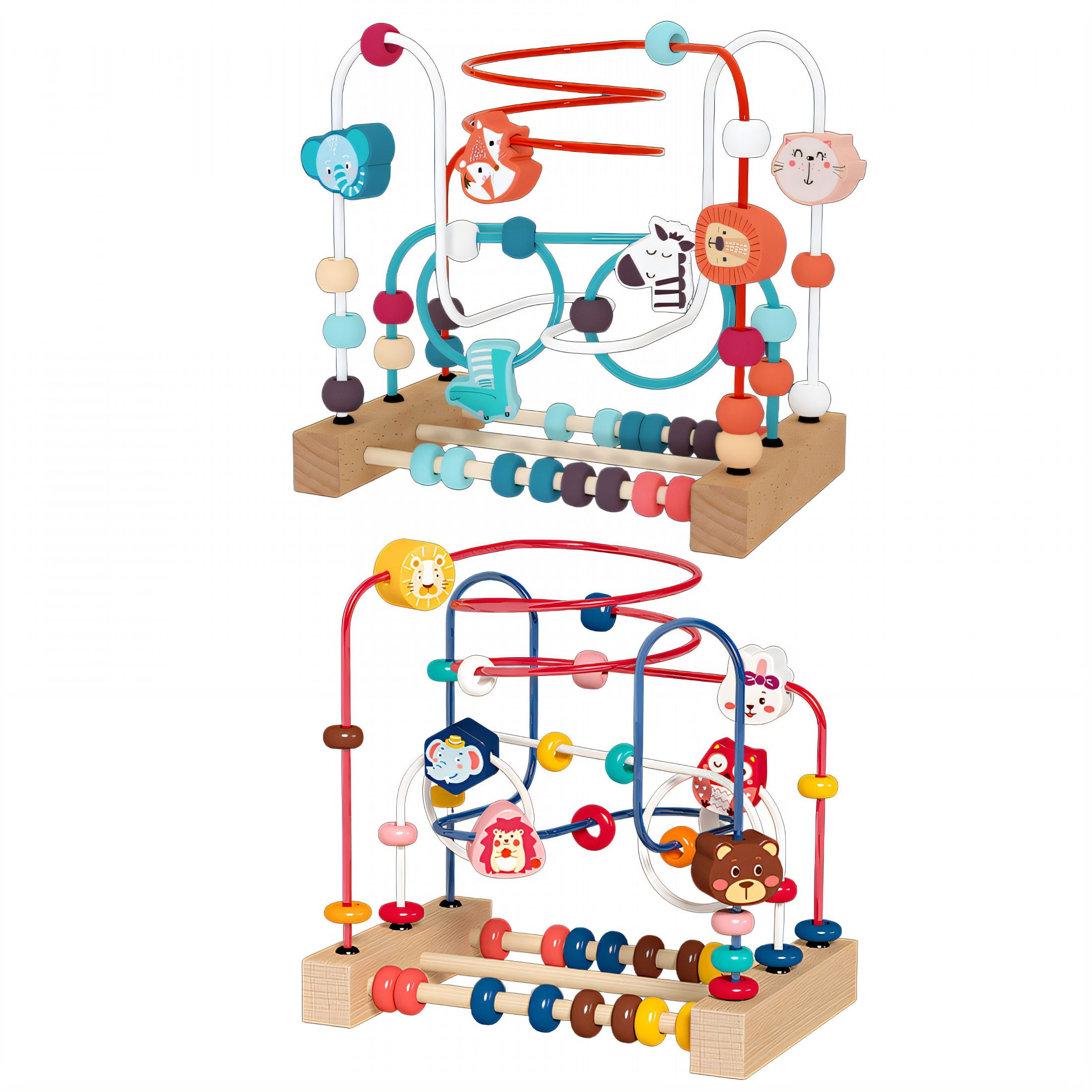 BESTSKY 2Pcs Abacus for Kids Math,Family Activity Wood Abacus for 4-6 Year Olds,Interactive ...