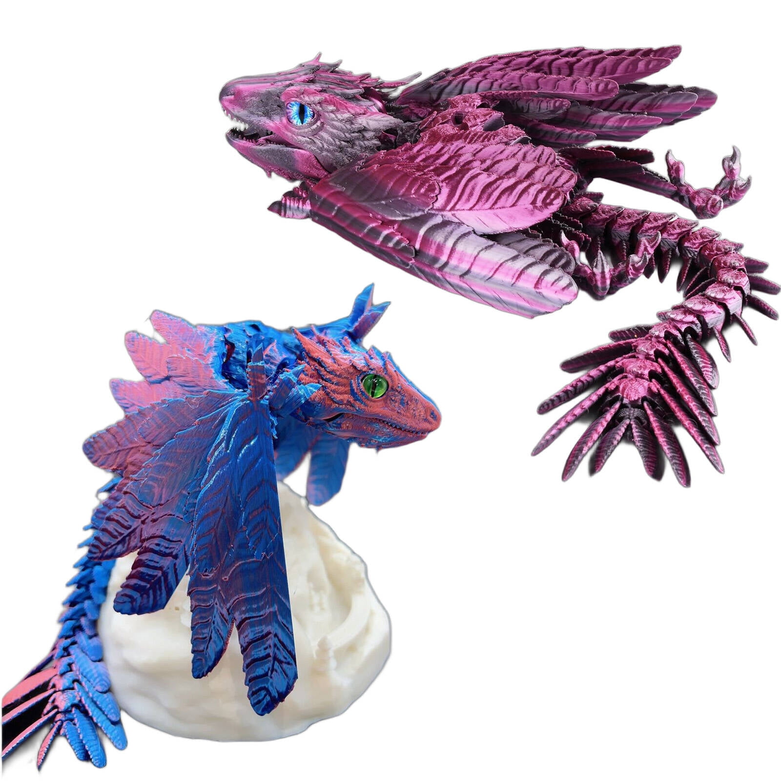 BESTSKY 2Pcs Dragon Toys,Interactive Fun 3D Printed Dragon,Creative ...