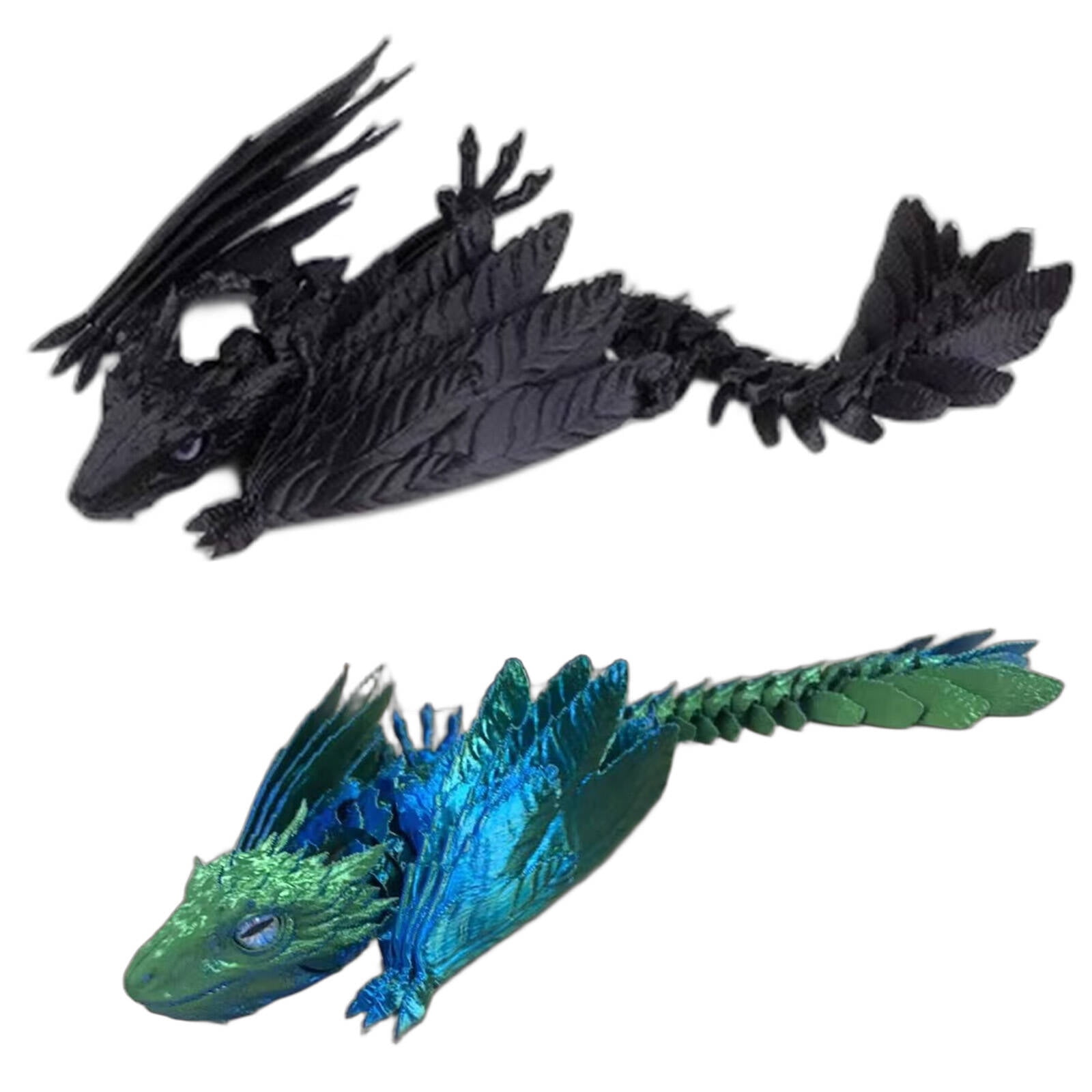 BESTSKY 2Pcs Dragon Toys,Realistic Model 3D Printed Dragon,Feathers ...