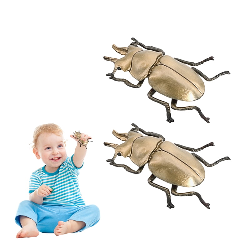 BESTSKY 2Pcs Fake Bugs,Pvc Golden Stag Beetle Halloween Toys,Lifelike ...