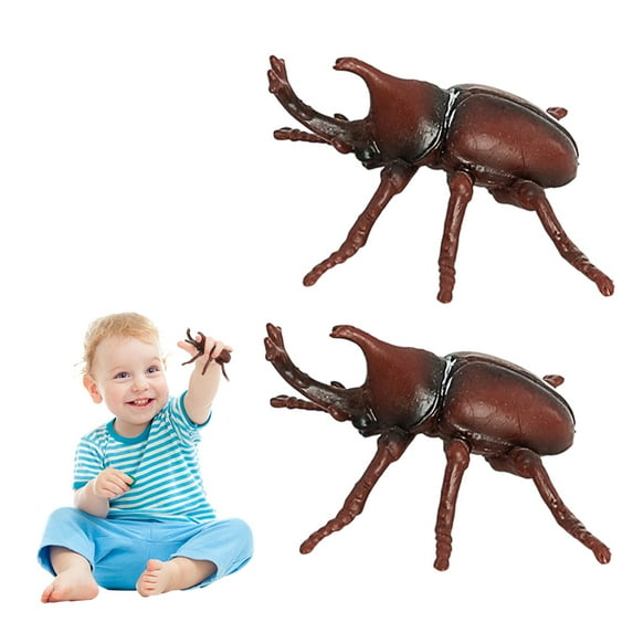 BESTSKY 2Pcs Fake Bugs,Rhinoceros Beetle Toy Animals,Vivid Visual Color ...