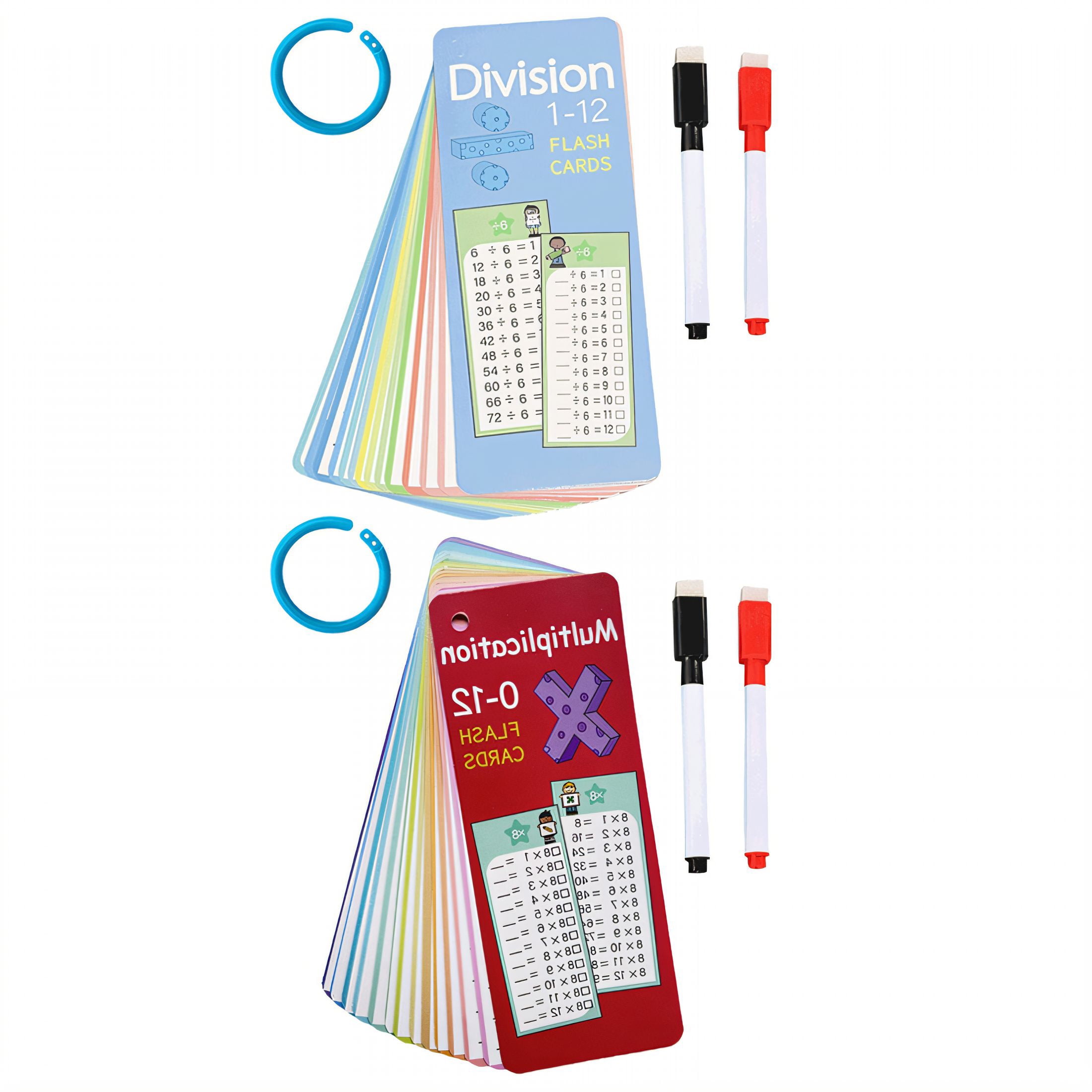 BESTSKY 2 Pack Flash Cards,Division Multiplication Flash Cards,Double ...