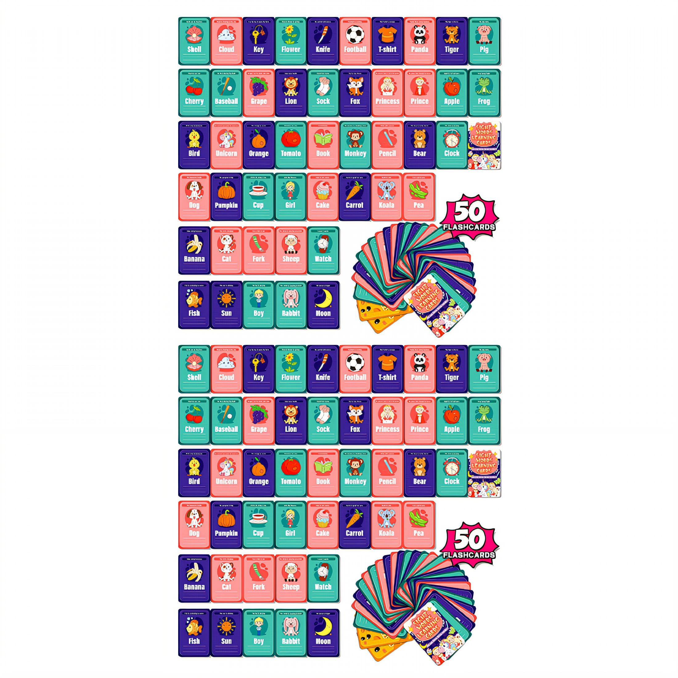 BESTSKY 2 Pack Flash Cards,Sight Words Flash Cards Kindergarten,Double ...