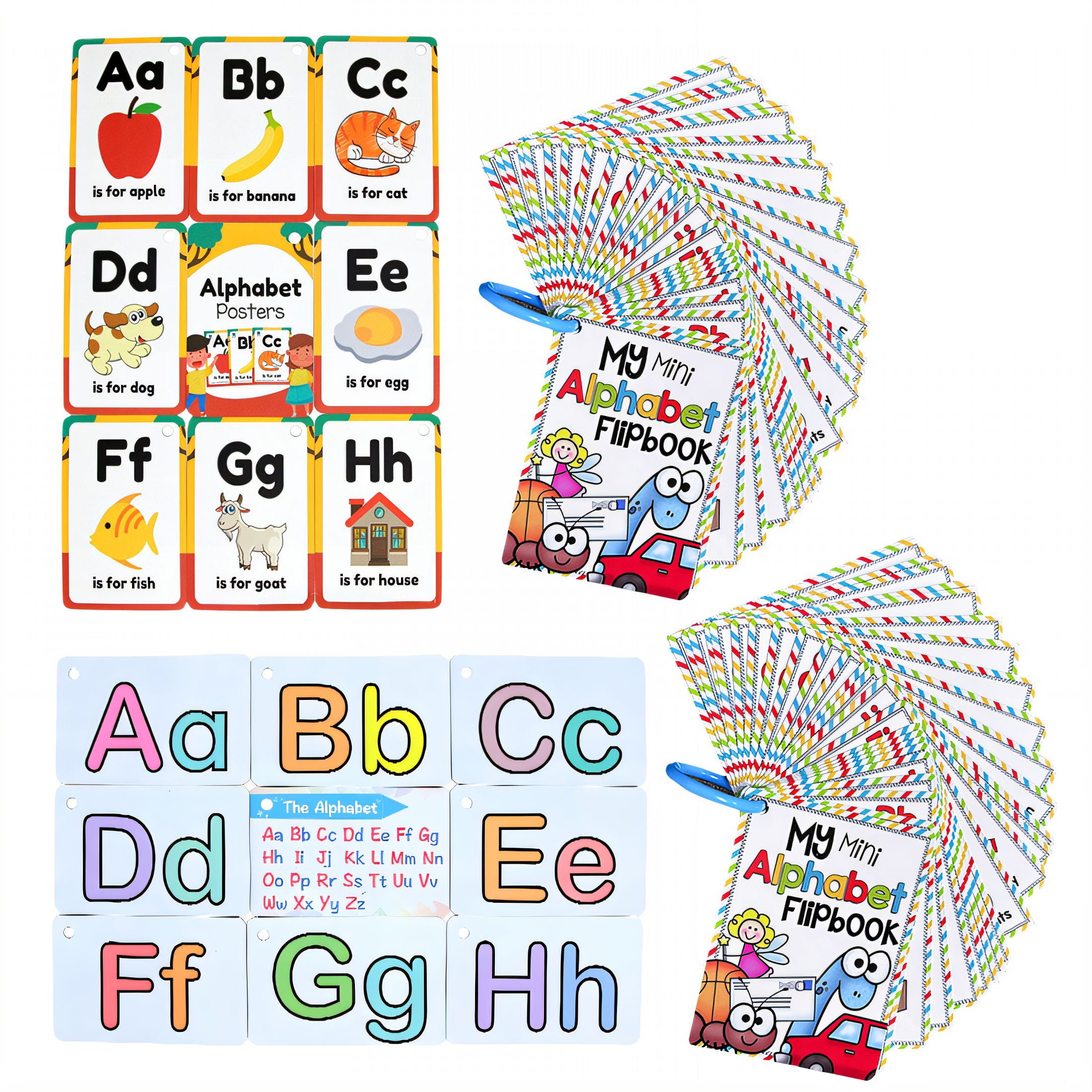 BESTSKY 2 Pack Flash Cards,Alphabet Phonics for Toddlers 2-4 Years ...