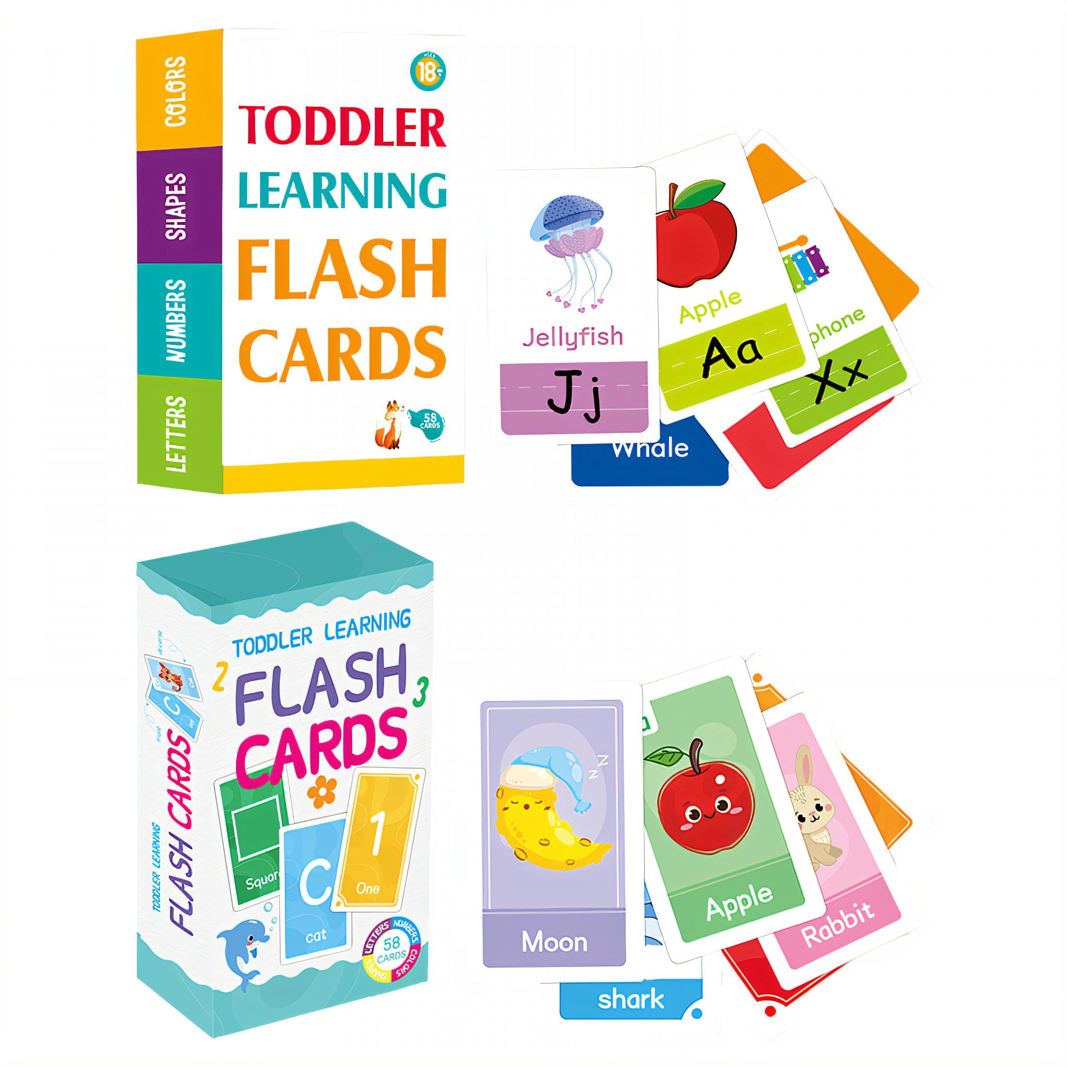 BESTSKY 2 Pack Flash Cards,Toddler Flash Cards,Double-Sided Sight Words ...