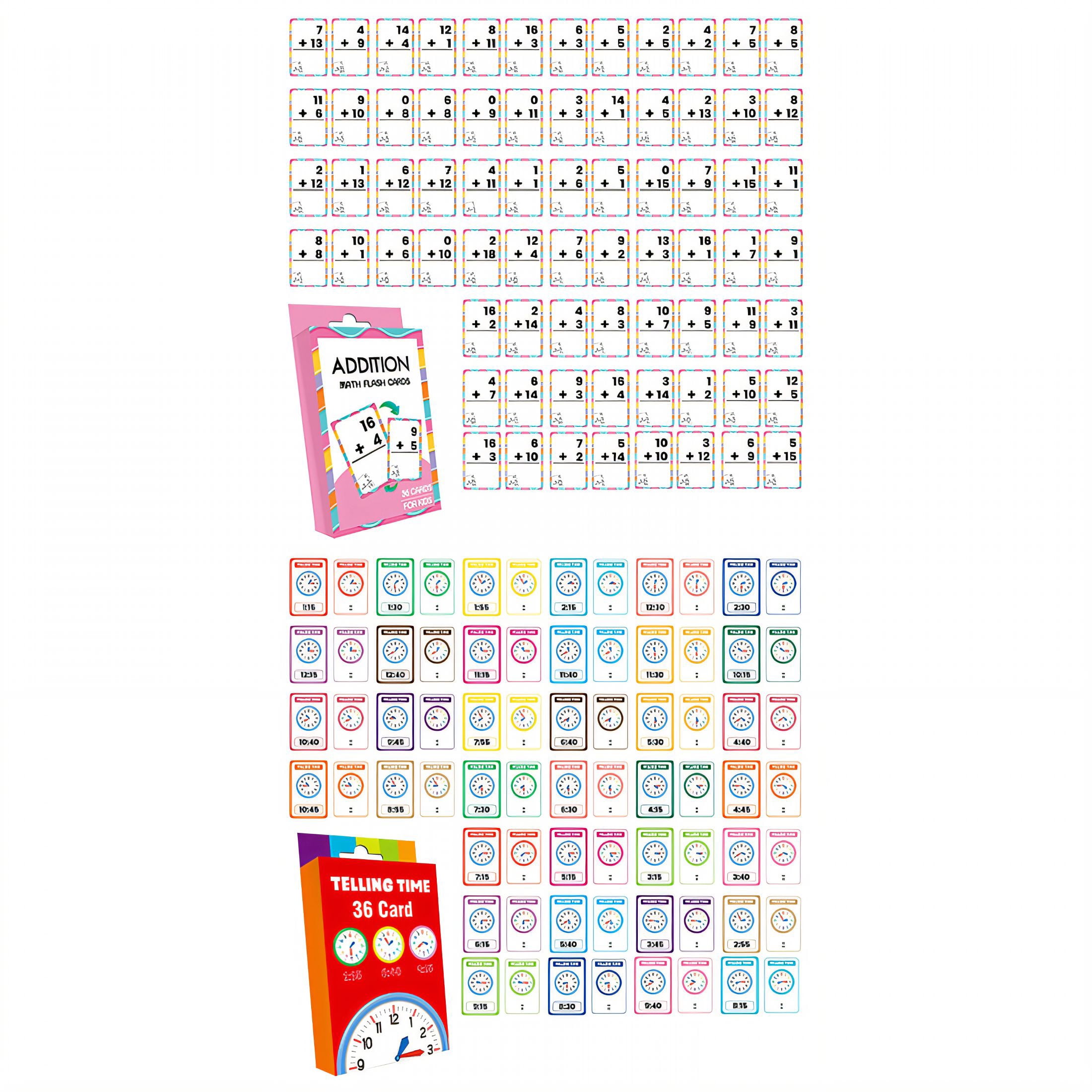 BESTSKY 2 Pack Flash Cards,Count,Time Flash Cards for Toddlers,Double ...