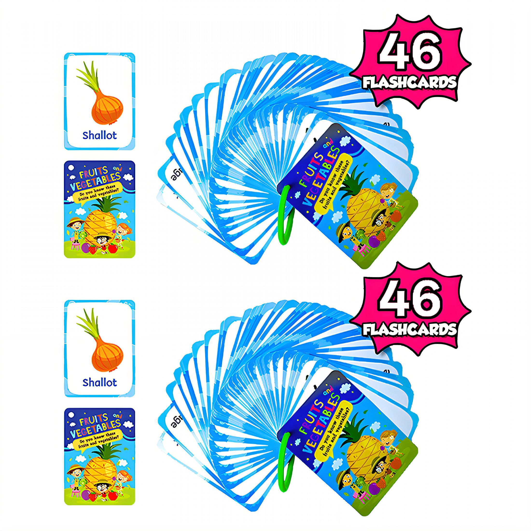 BESTSKY 2 Pack Flash Cards,Fruits,Vegetables Flash Cards for Toddlers ...