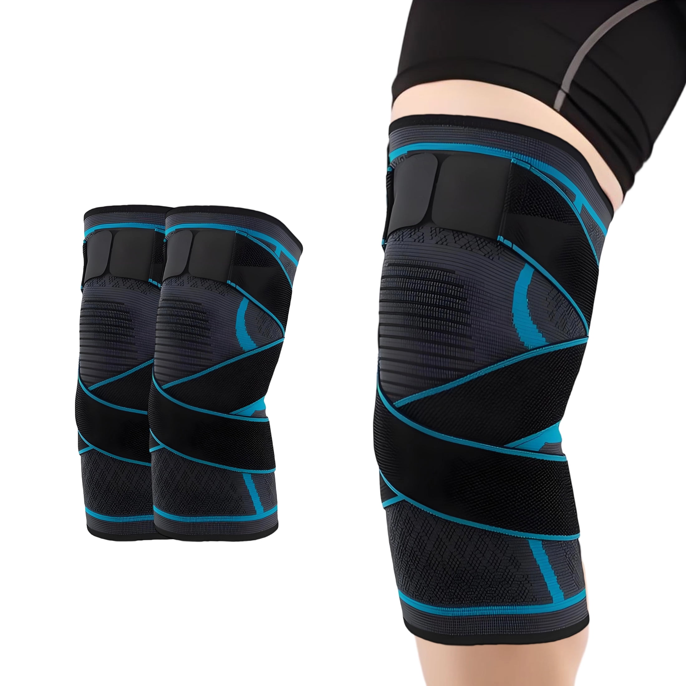 BESTSKY 2Pcs Knee Pads for Men,Double Strap Wrap Knee Support ...
