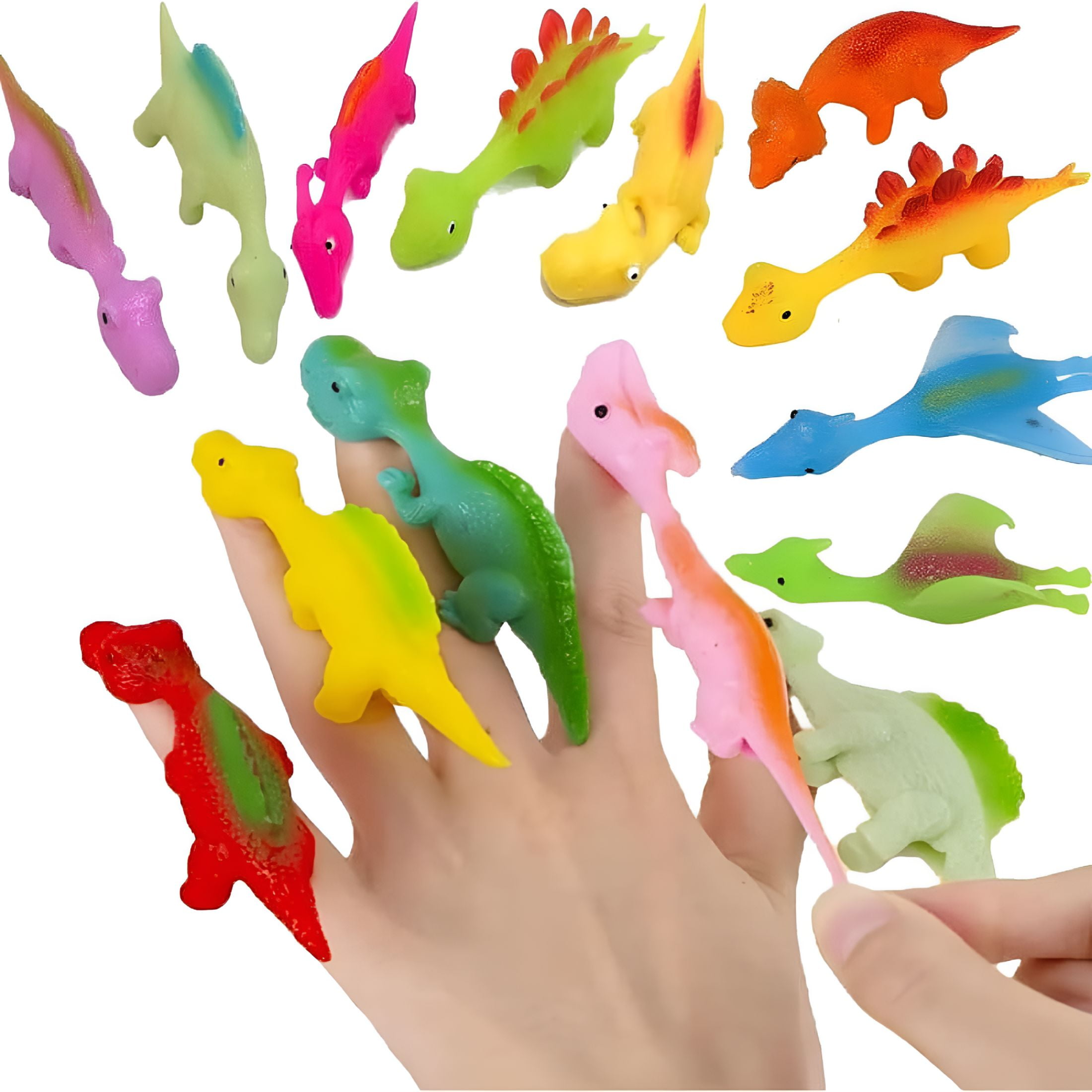 BESTSKY 30 PCS Slingshot Dinosaur Finger Toys,TPR Material,Finger ...