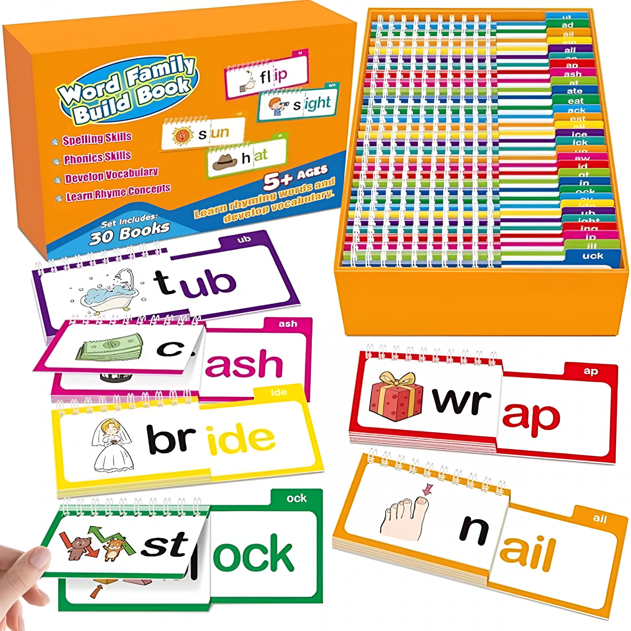 BESTSKY 30 Read and Rhyme Flip Books,Letter Sounds Flash Cards ...