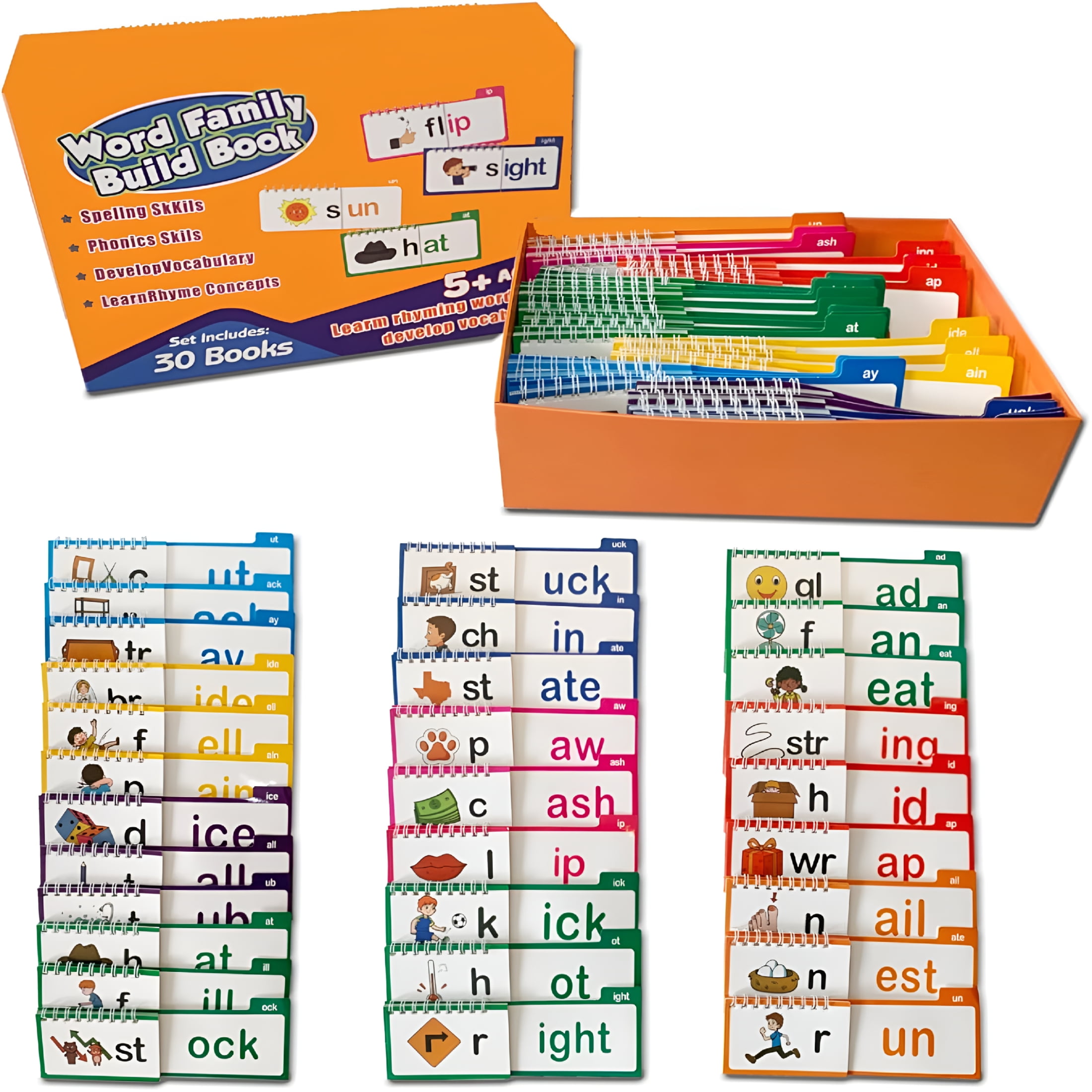 BESTSKY 30 Read and Rhyme Flip Books, Reading Flip Book, Word Family ...