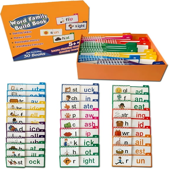 BESTSKY 30 Read and Rhyme Flip Books, Reading Flip Book, Word Family ...