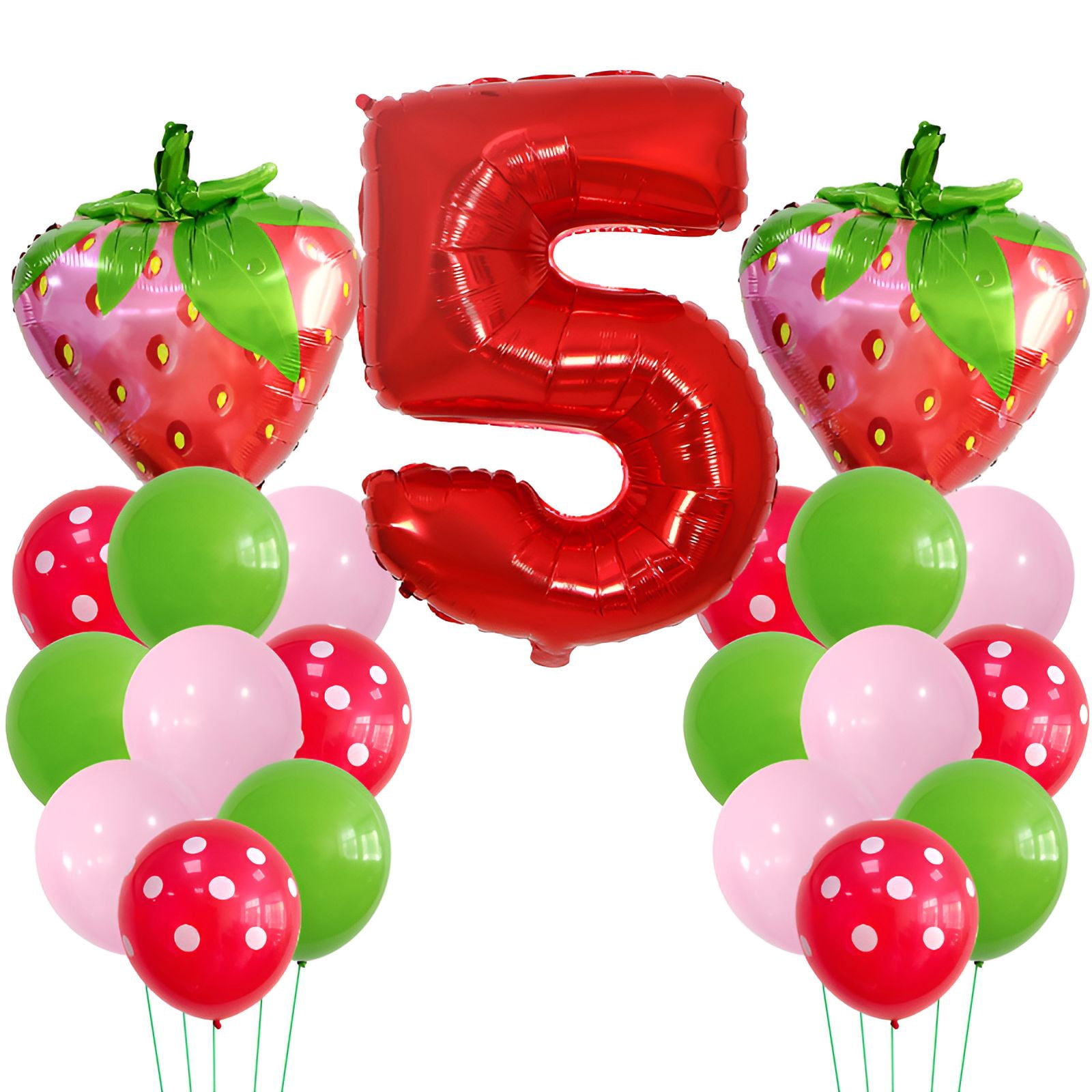 BESTSKY 30Pcs Number Balloons,Strawberry Birthday Decor Balloons for ...