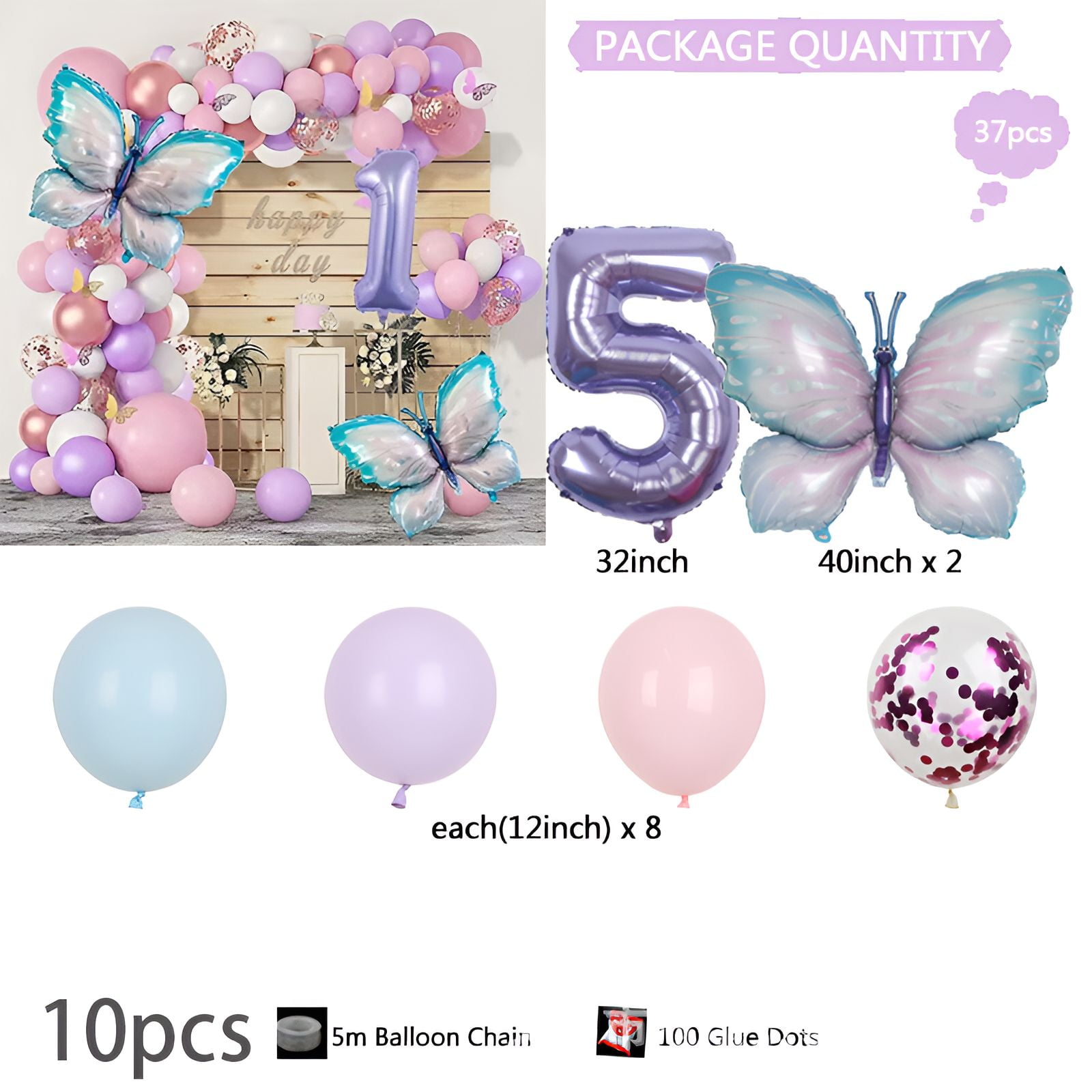 BESTSKY 370Pcs Number Balloons,Energetic Balloon Scene Decor Party ...