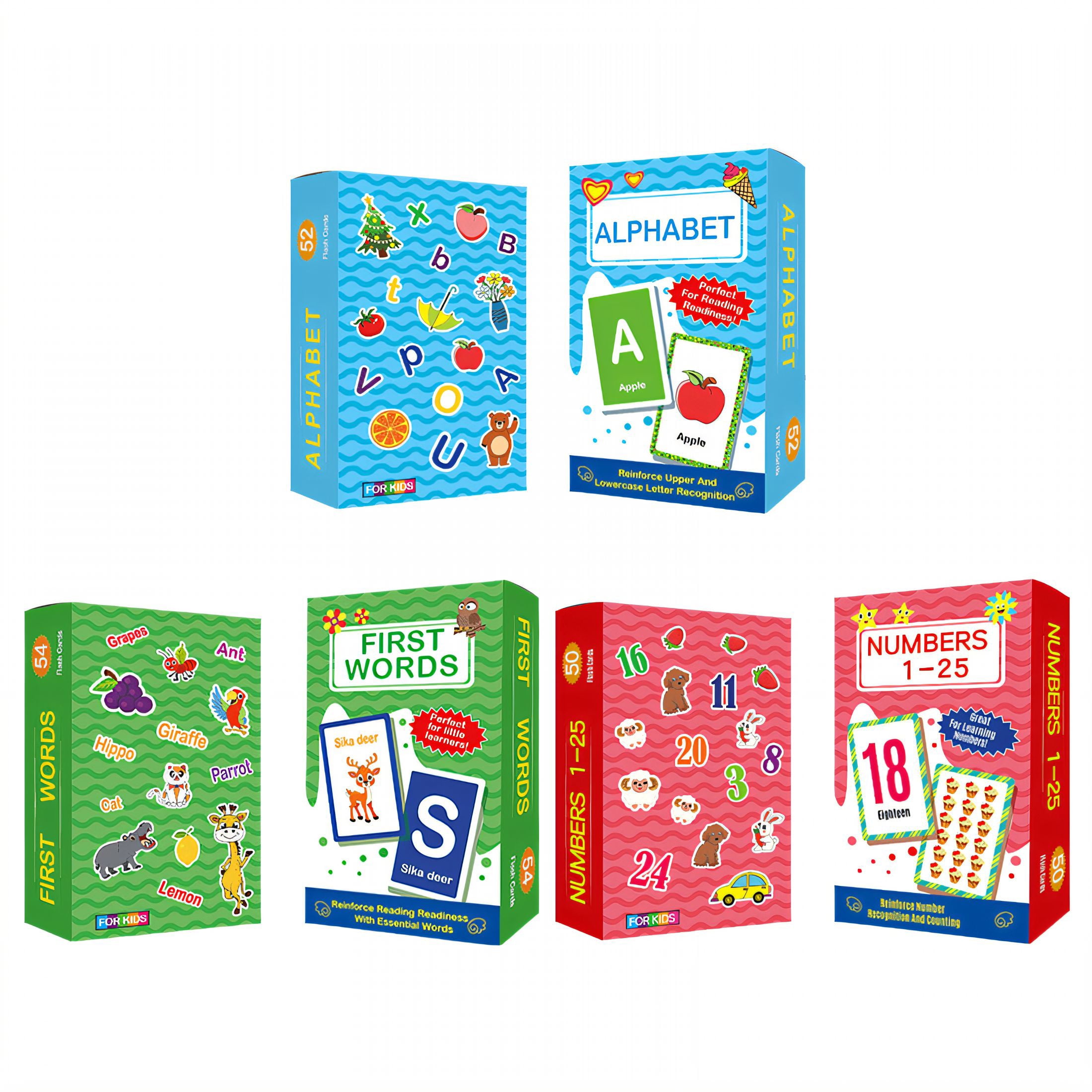 BESTSKY 3 Pack Flash Cards,Word,Number,English Letters Toddler Flash ...
