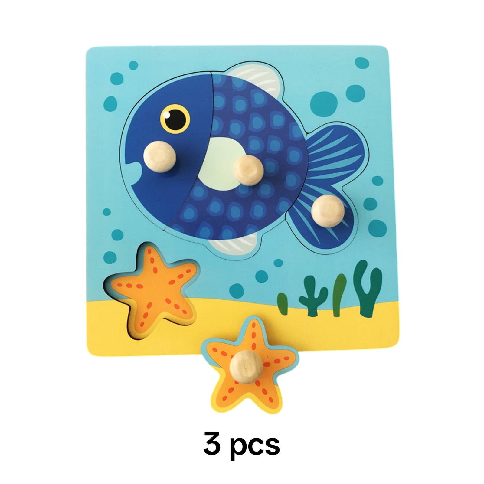 BESTSKY 3Pcs Wooden Puzzles,Heat Transfer Printing Preschool Peg Toy ...