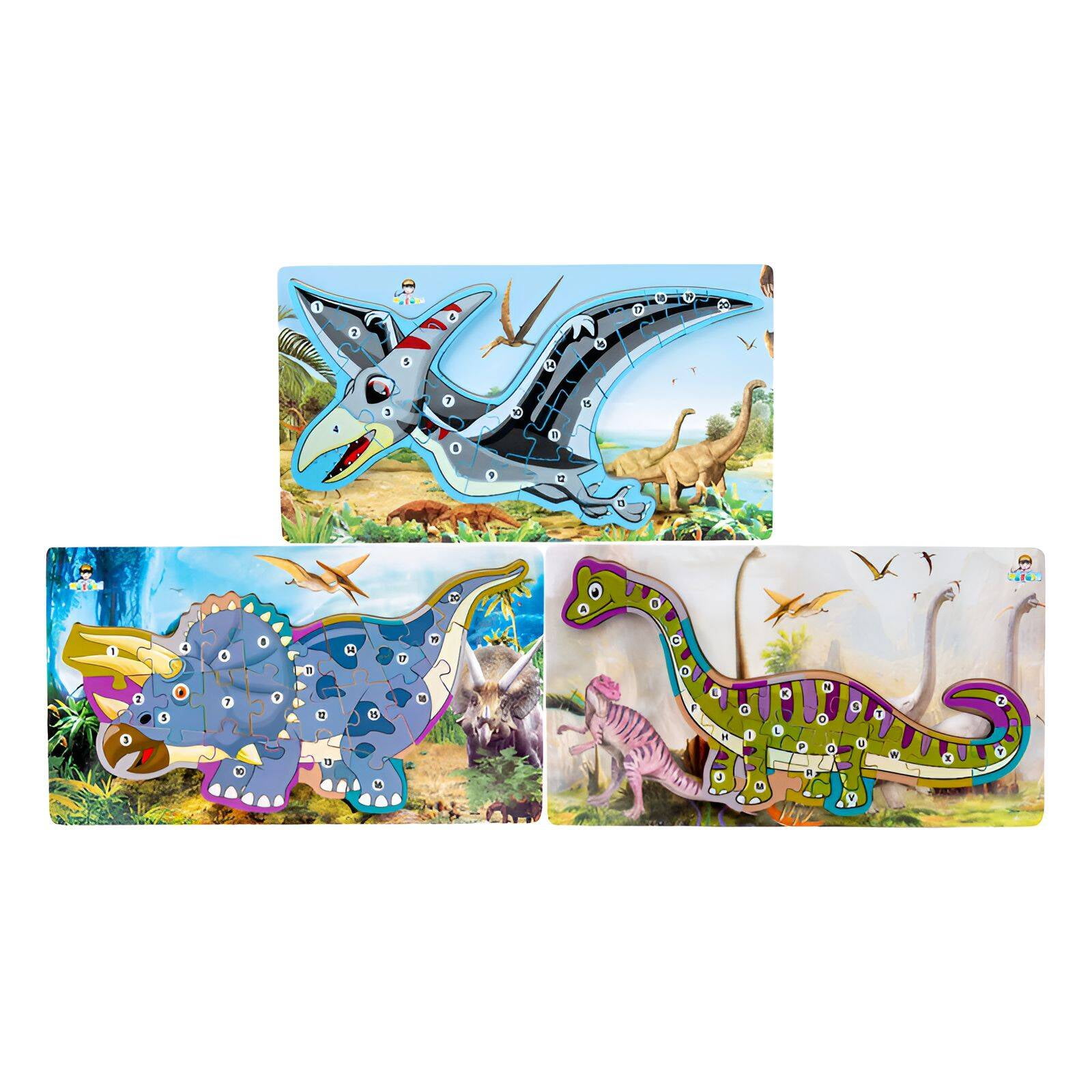 BESTSKY 3Pcs Wooden Puzzles for Toddlers 1-3,Increase Concentration ...