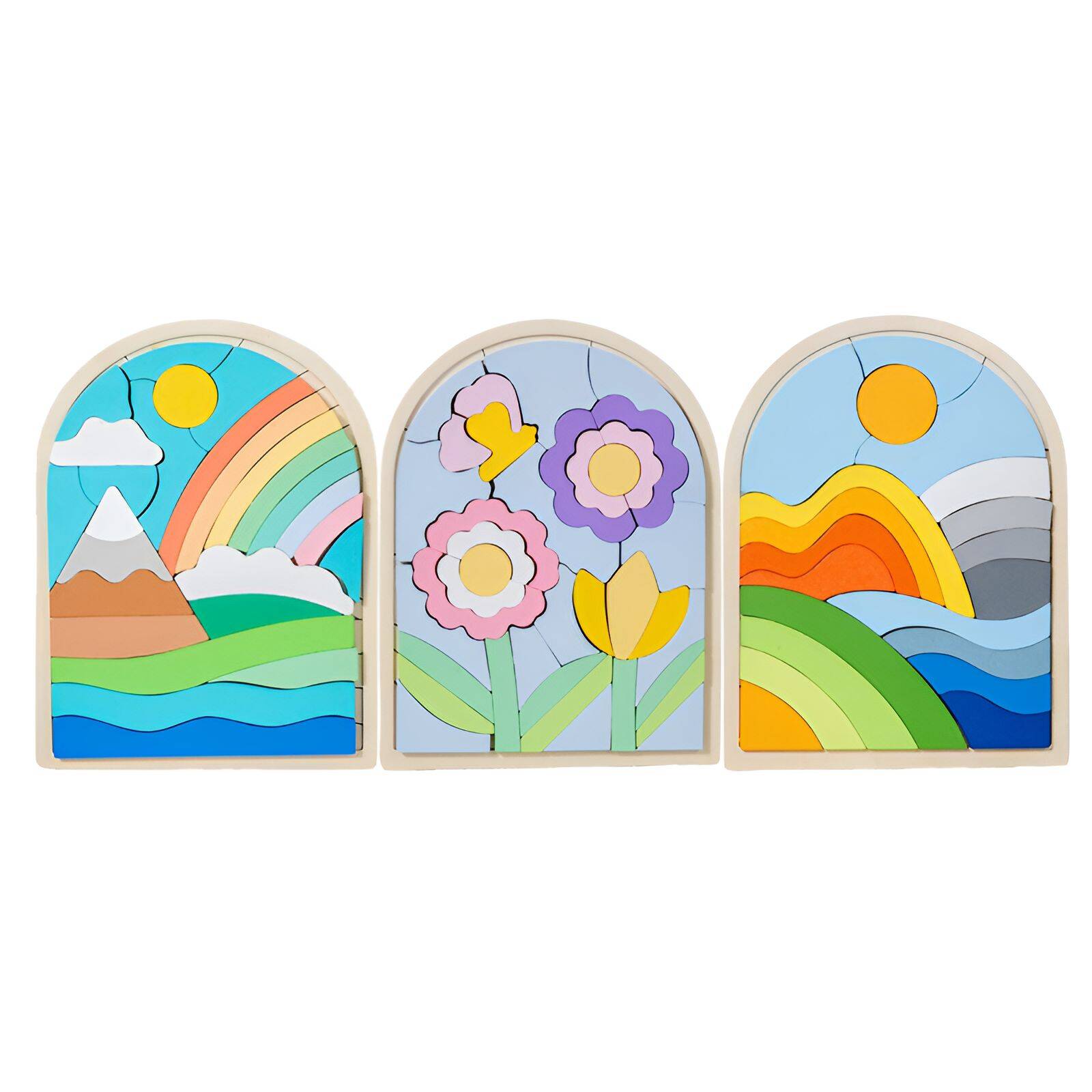 BESTSKY 3Pcs Wooden Puzzles for Toddlers 1-3,Small and Convenient ...