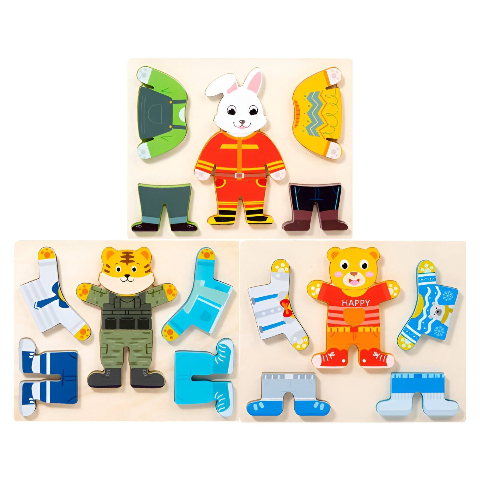 BESTSKY 3Pcs Wooden Puzzles for Toddlers 1-3,Spark Curiosity Puzzles Up ...