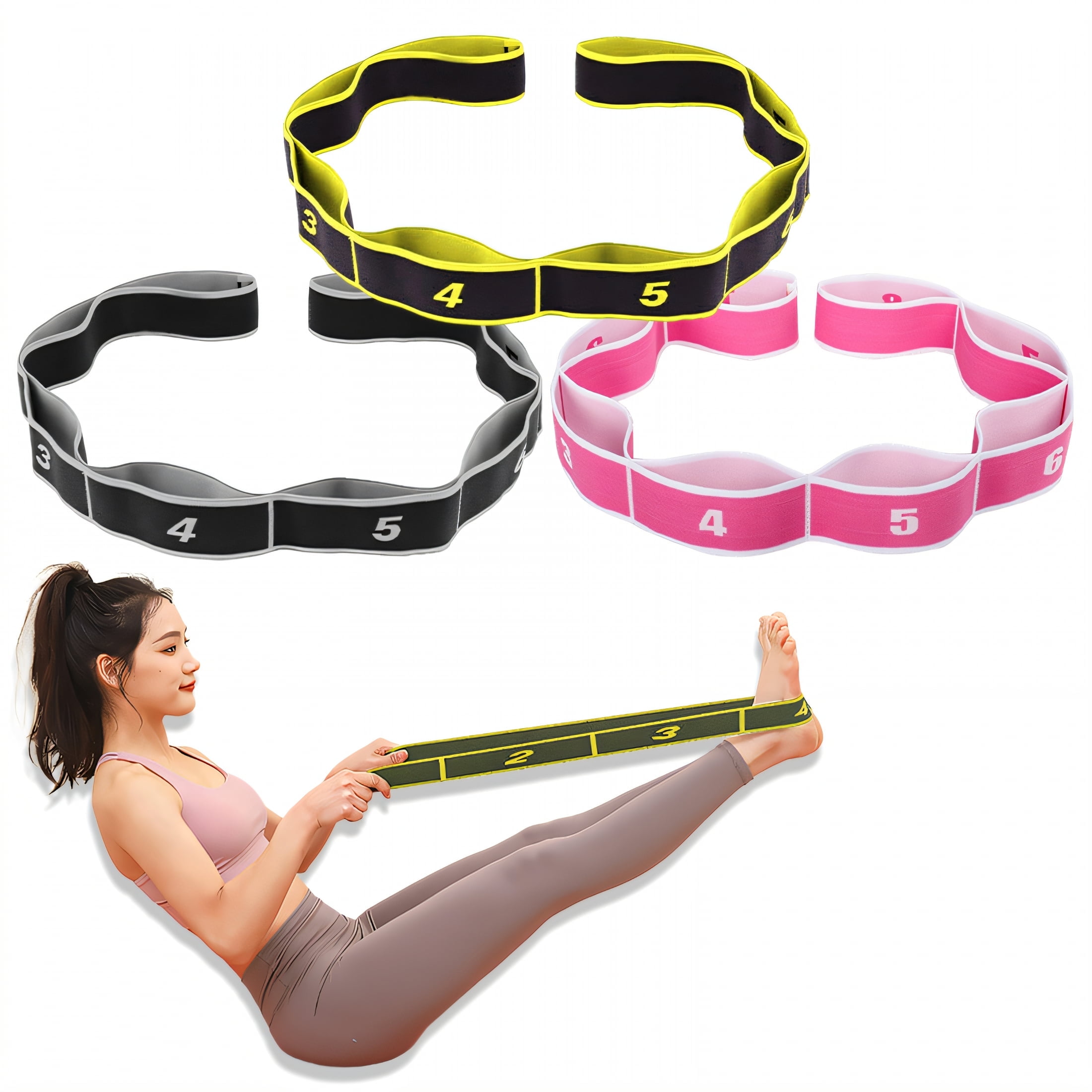 BESTSKY 3Pcs Yoga Strap,Flexibility Guide Stretch Strap,Yoga Straps for ...