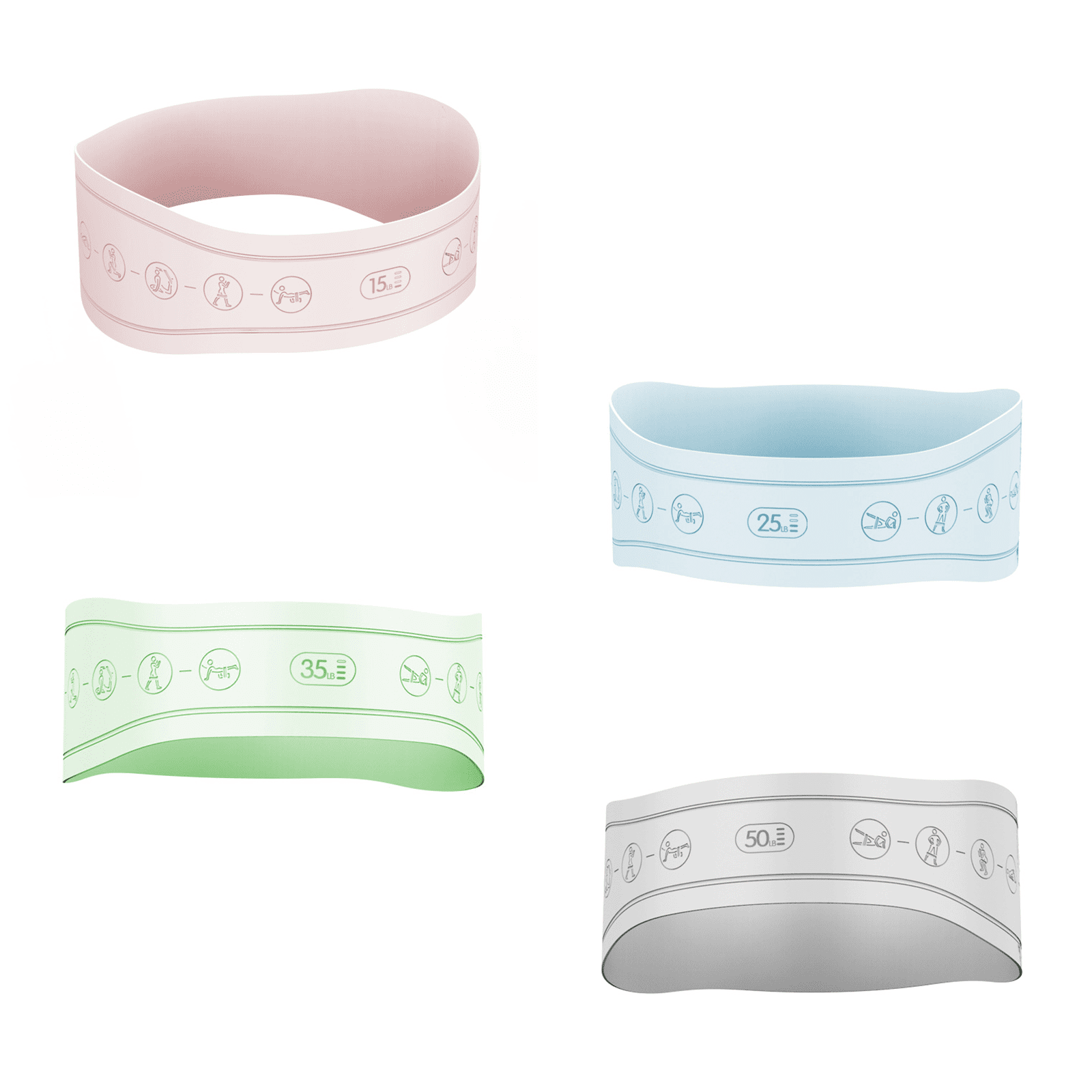 BESTSKY 4 Pcs Resistance Bands Yoga Silicone Elastic Band Resistance ...