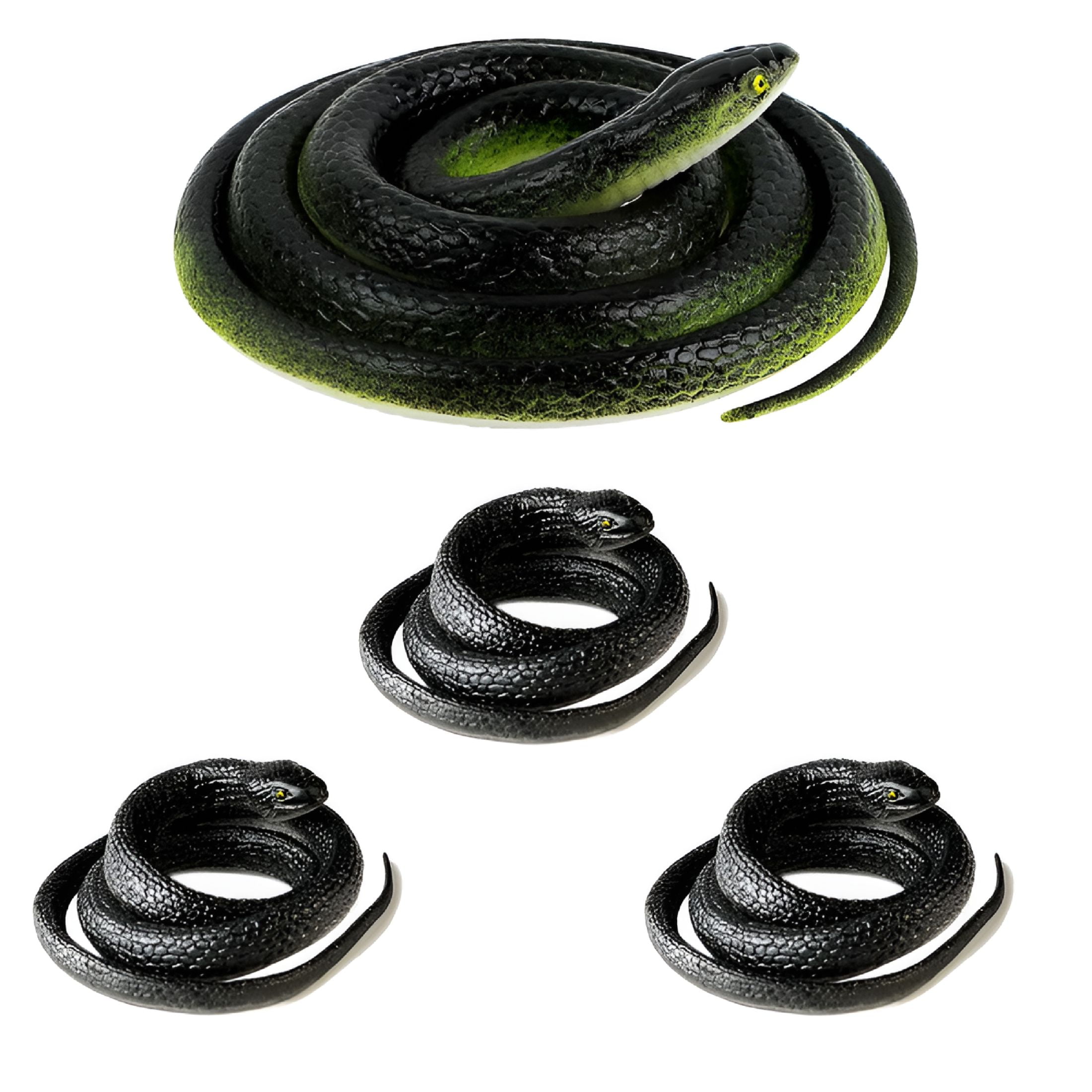 BESTSKY 4 Pieces Rubber Snakes Realistic Fake Snakes Black Snake Toys ...