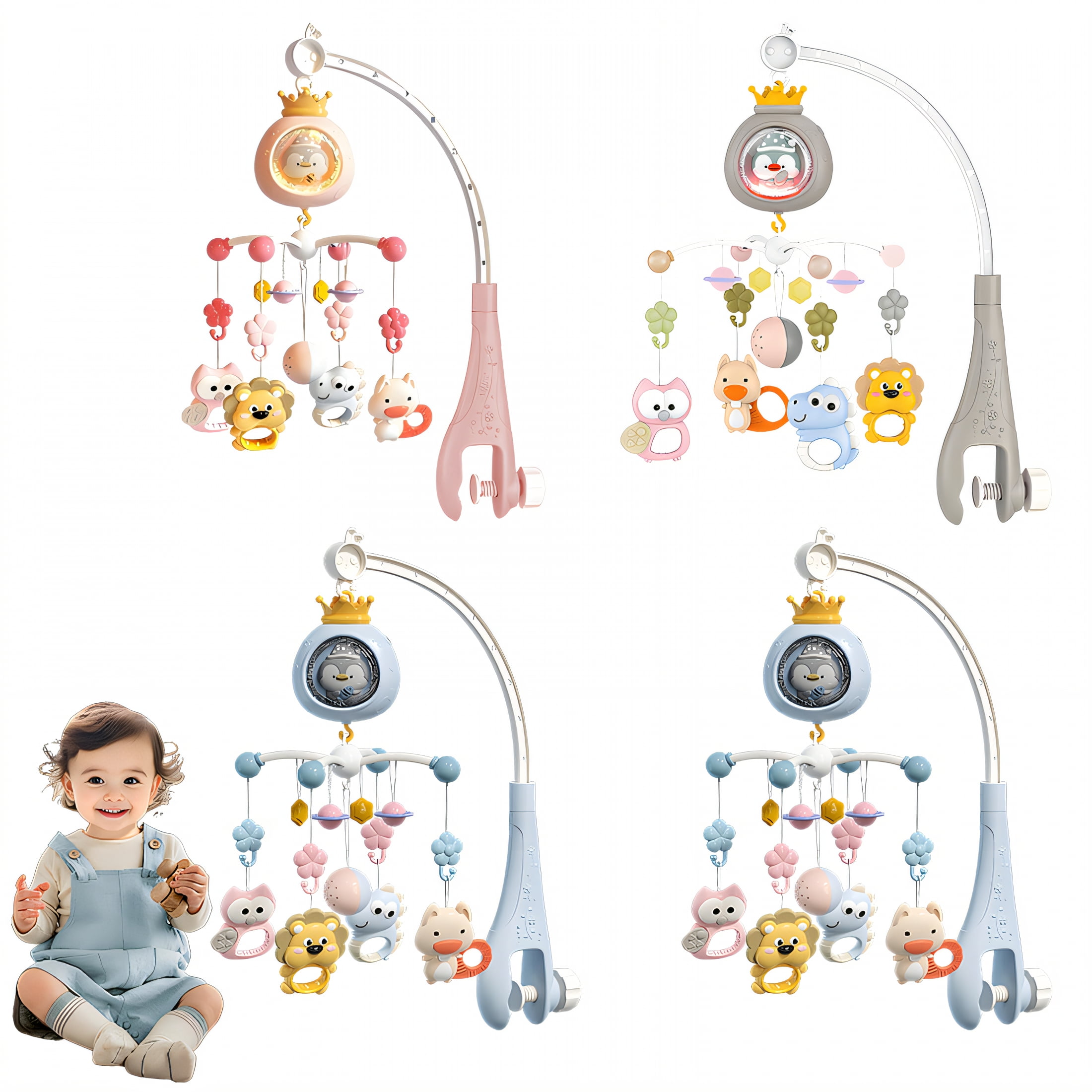 BESTSKY 4Pcs Crib Mobile,Gentle Fabric Toys Crib Toys Hanging,Simple ...
