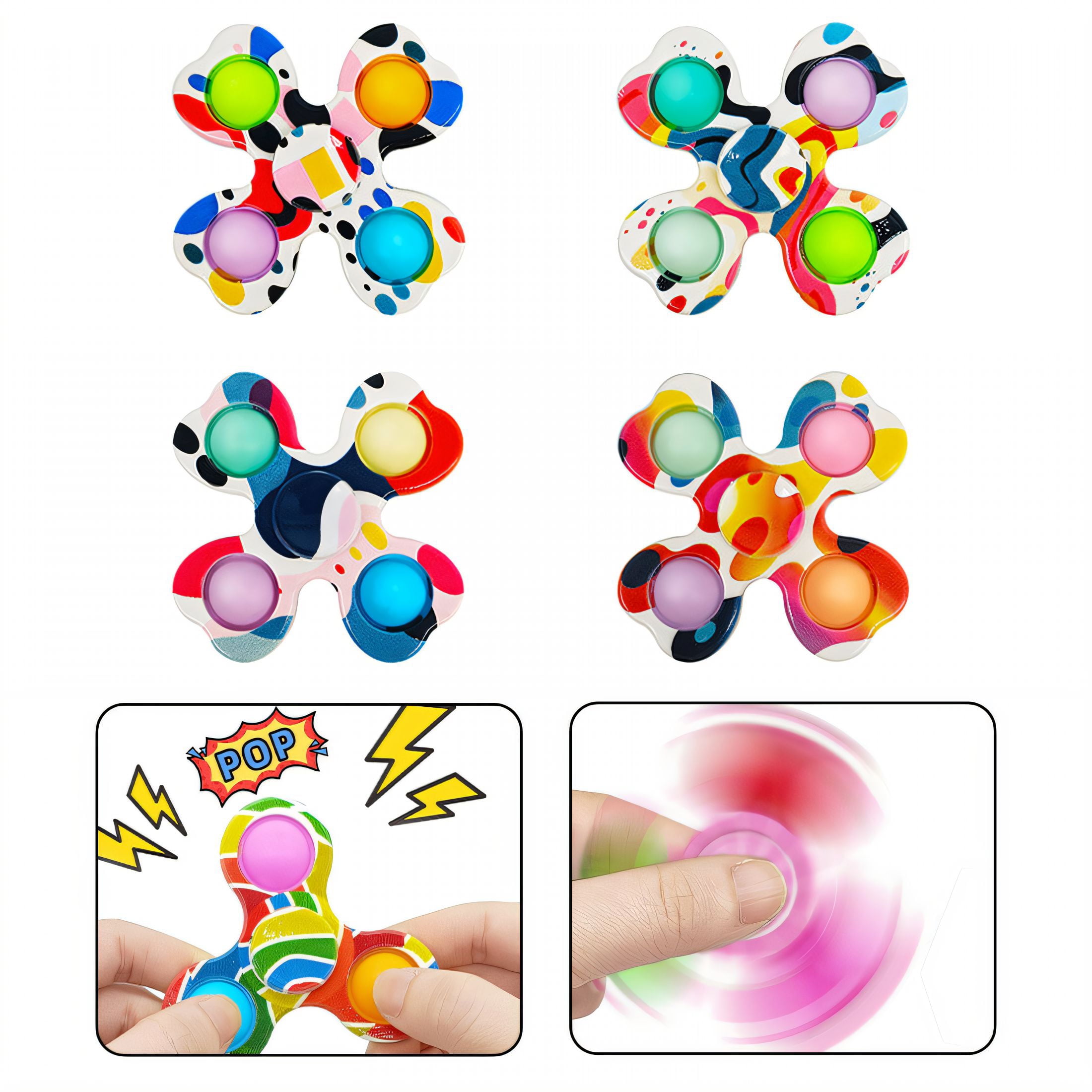BESTSKY 4Pcs Fidget Spinners,Compact and Portable Sensory Toys,Quiet ...