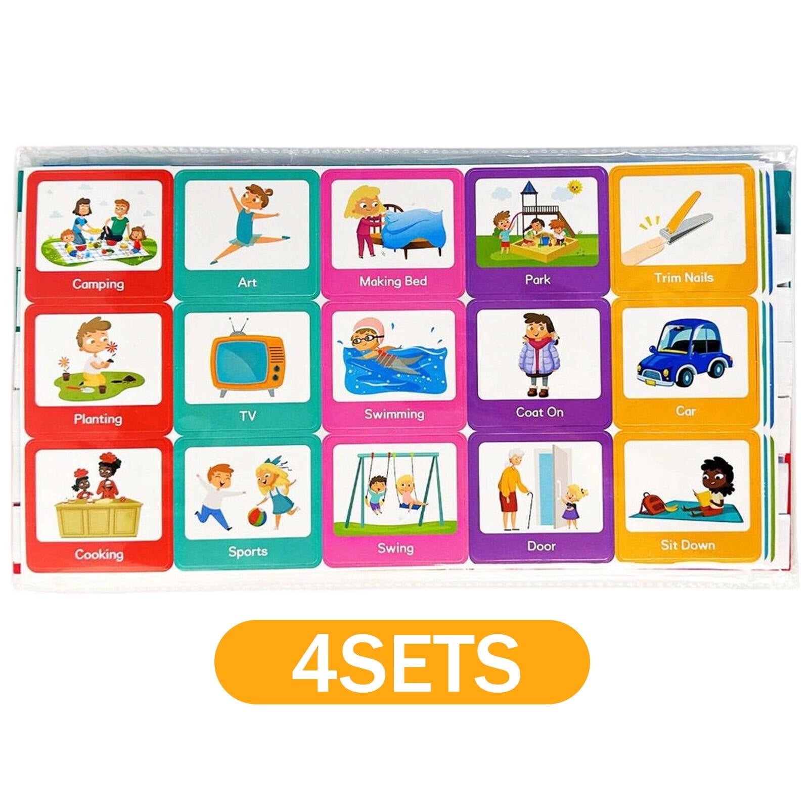 BESTSKY 4Pcs Flash Cards,Daily Routine Planning Toddler Flash Cards,Non ...
