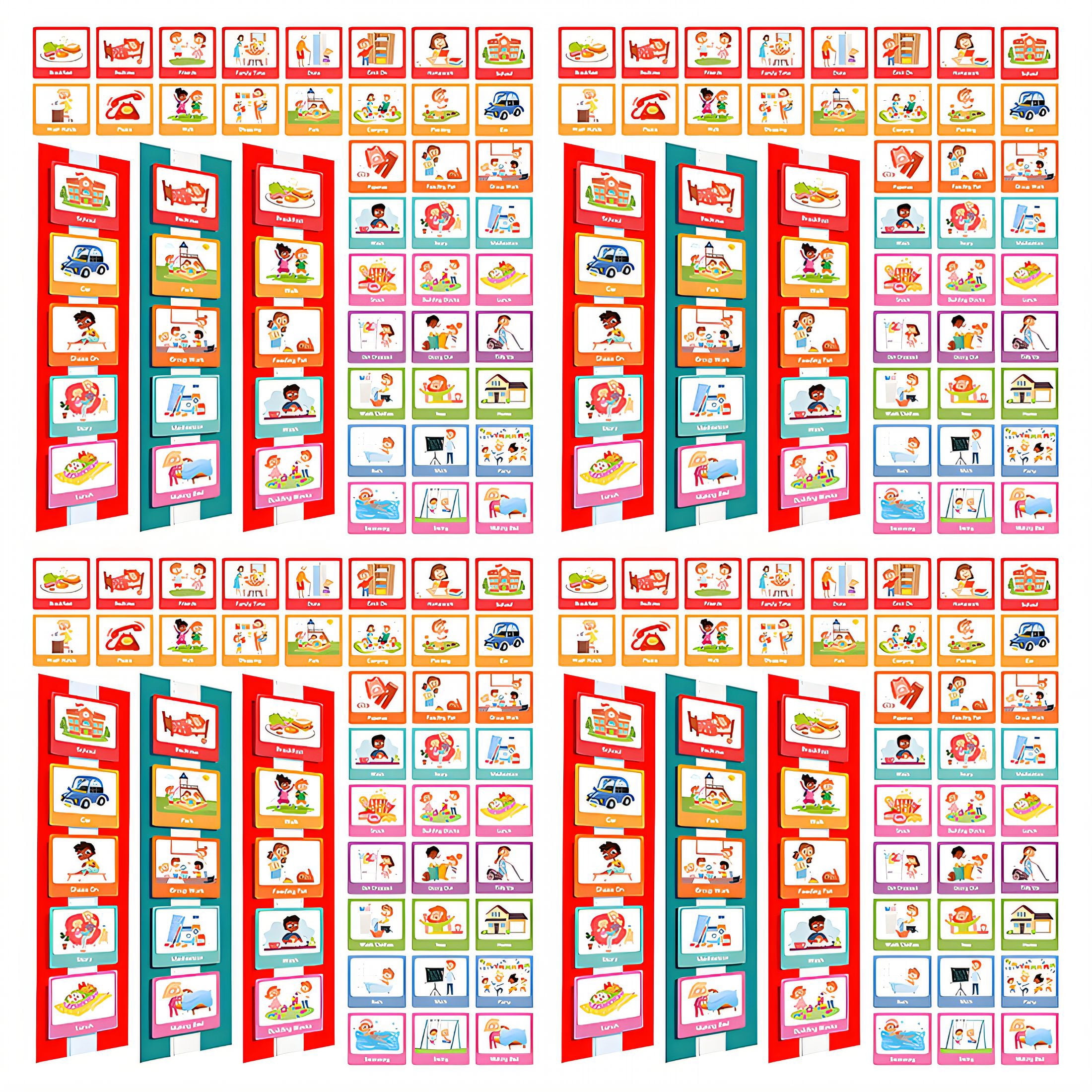 BESTSKY 4Pcs Flash Cards,Daily Routine Planning Toddler Flash Cards,Non ...