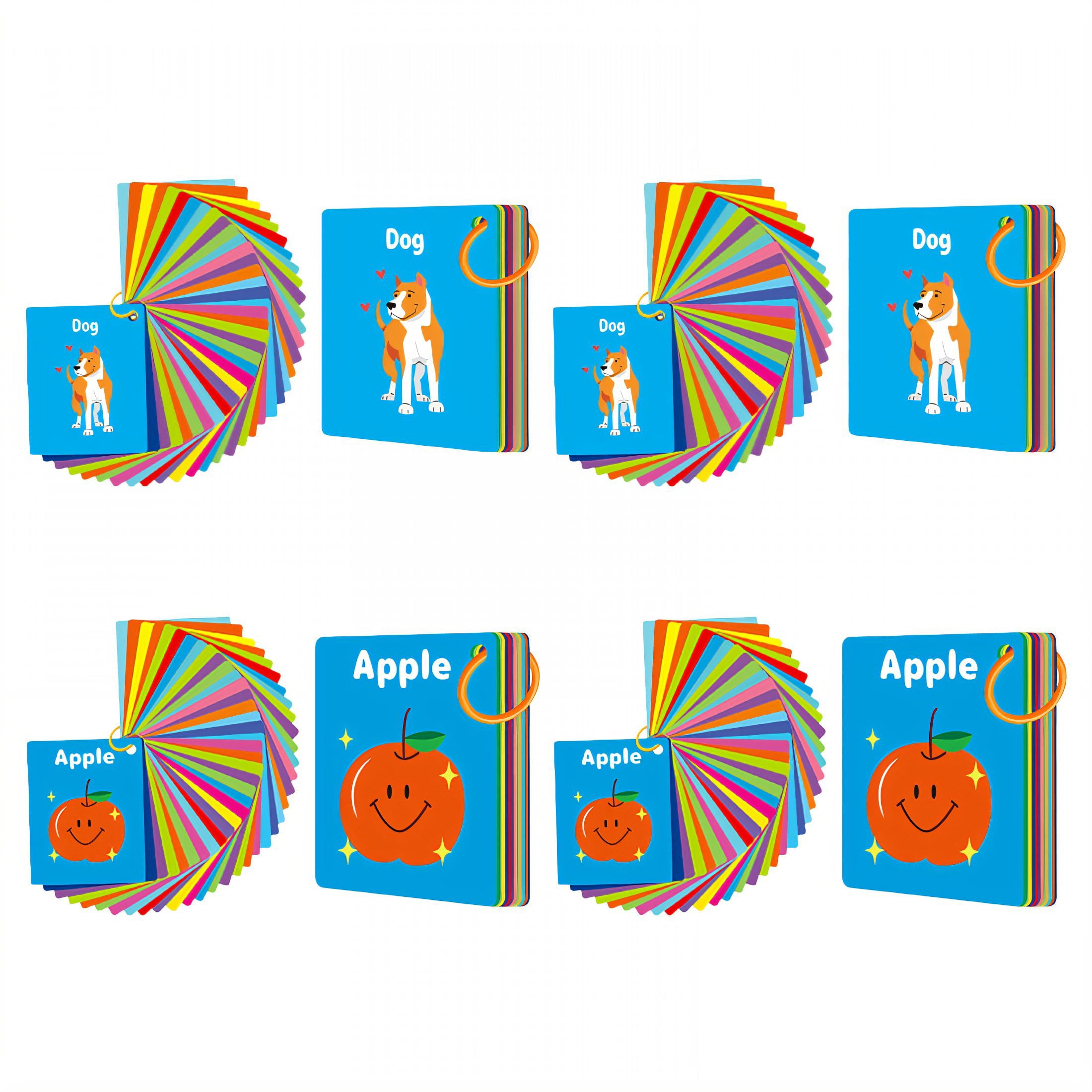 BESTSKY 4 Pack Flash Cards,Animal,Food Toddler Flash Cards,Double-Sided ...