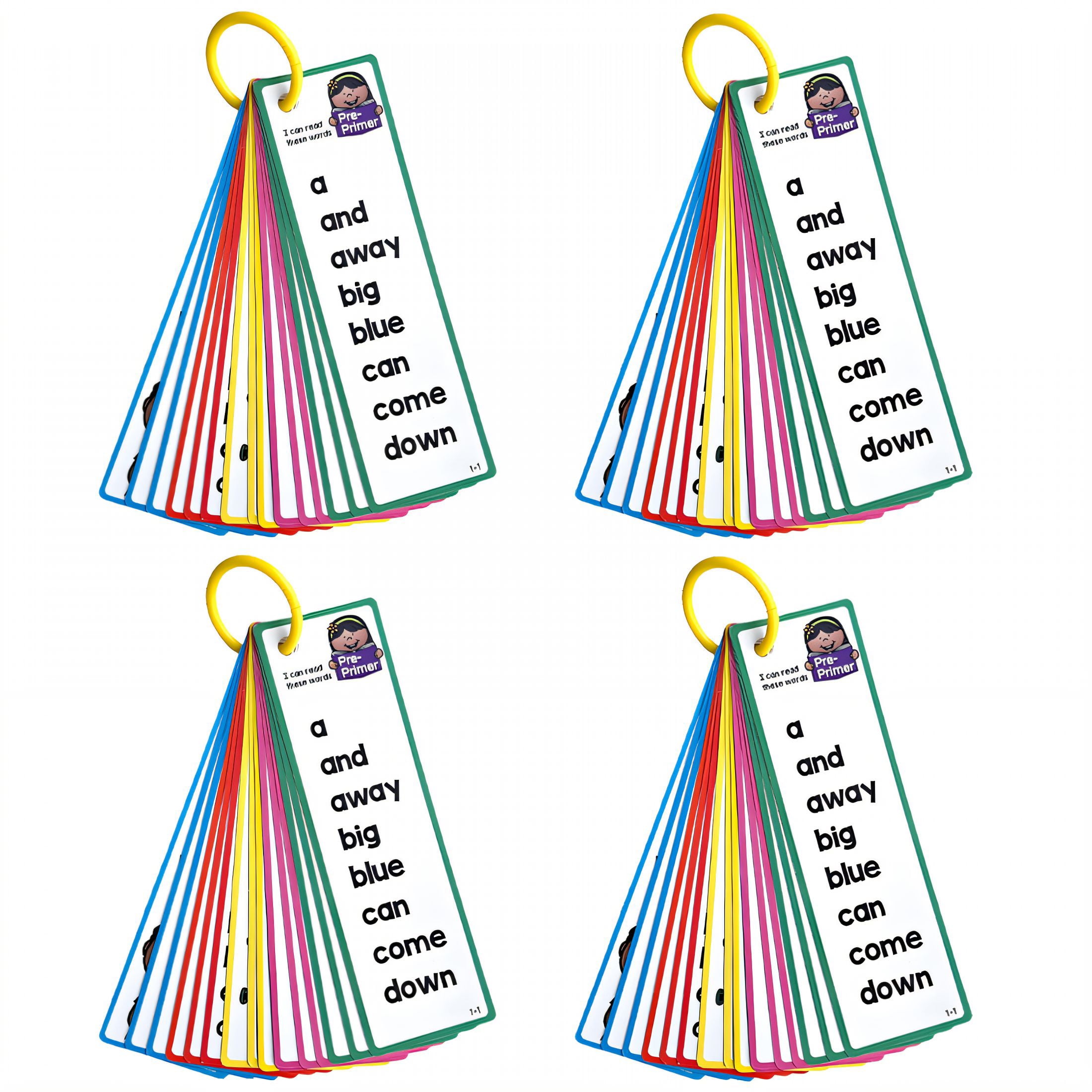 BESTSKY 4 Pack Flash Cards,Sight Words Flash Cards Kindergarten,Double ...