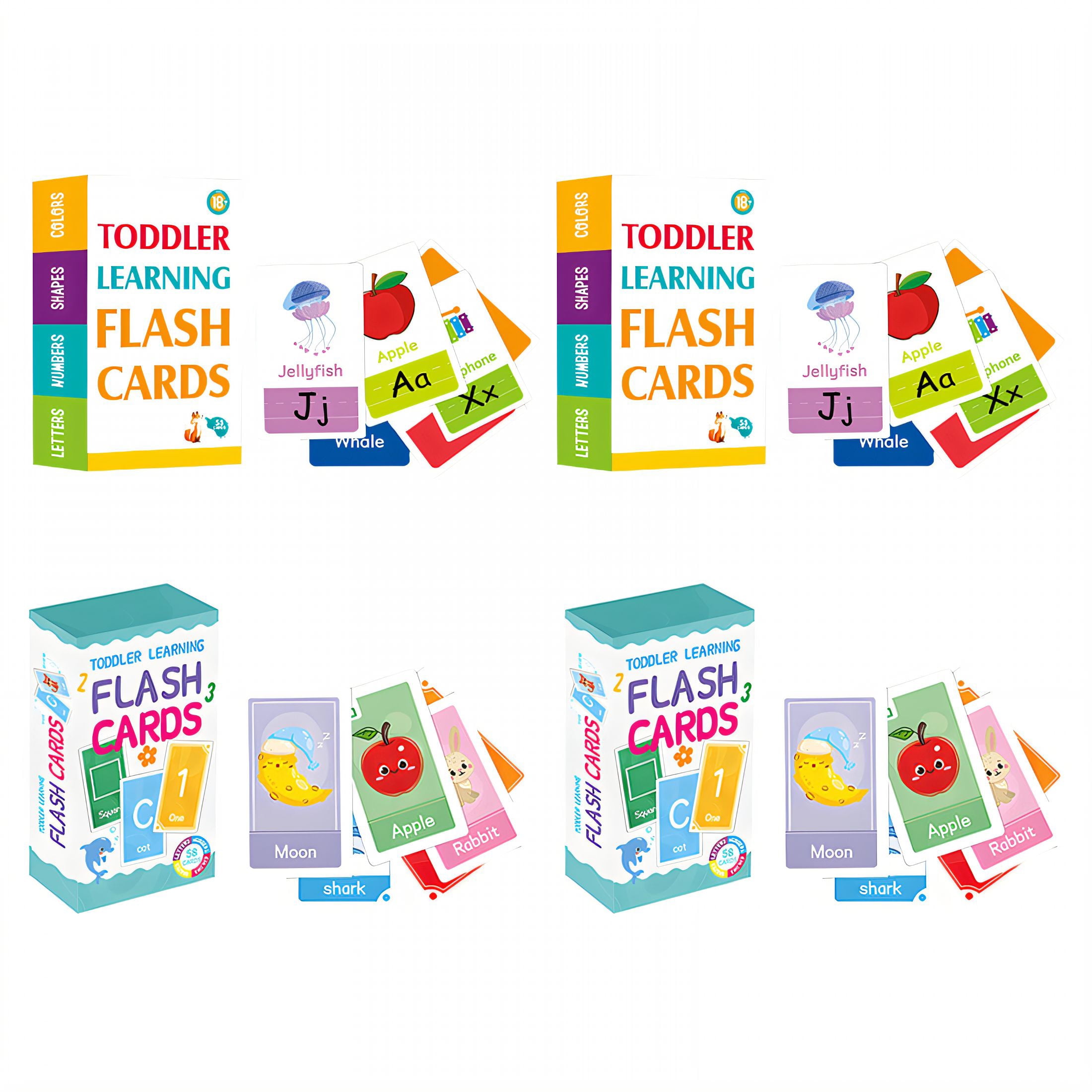 BESTSKY 4 Pack Flash Cards,Toddler Flash Cards,Double-Sided Flash Cards ...