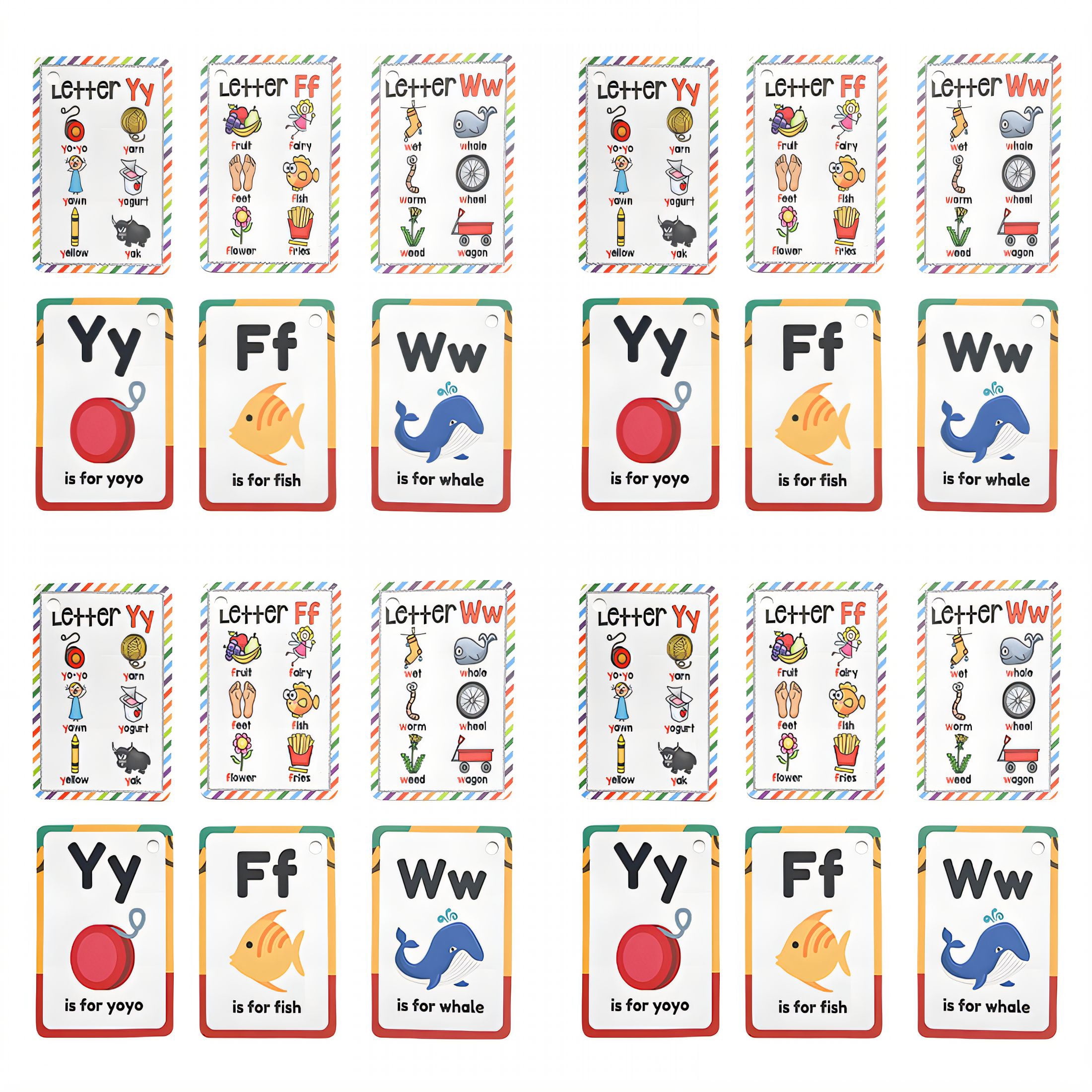 BESTSKY 4 Pack Flash Cards,Word Toddler Flash Cards,Double-Sided Flash ...