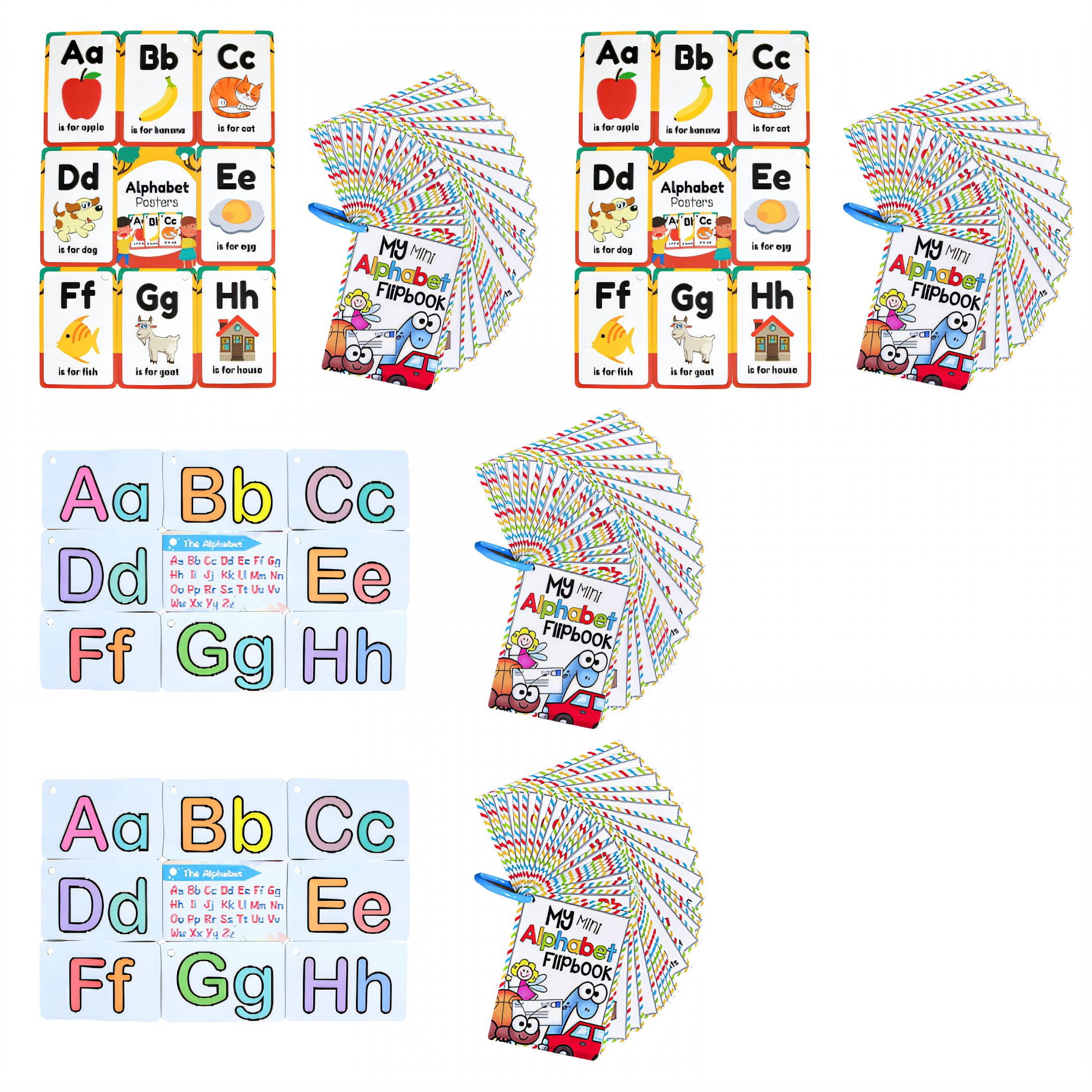 BESTSKY 4 Pack Flash Cards,Alphabet Phonics for Toddlers 2-4 Years ...