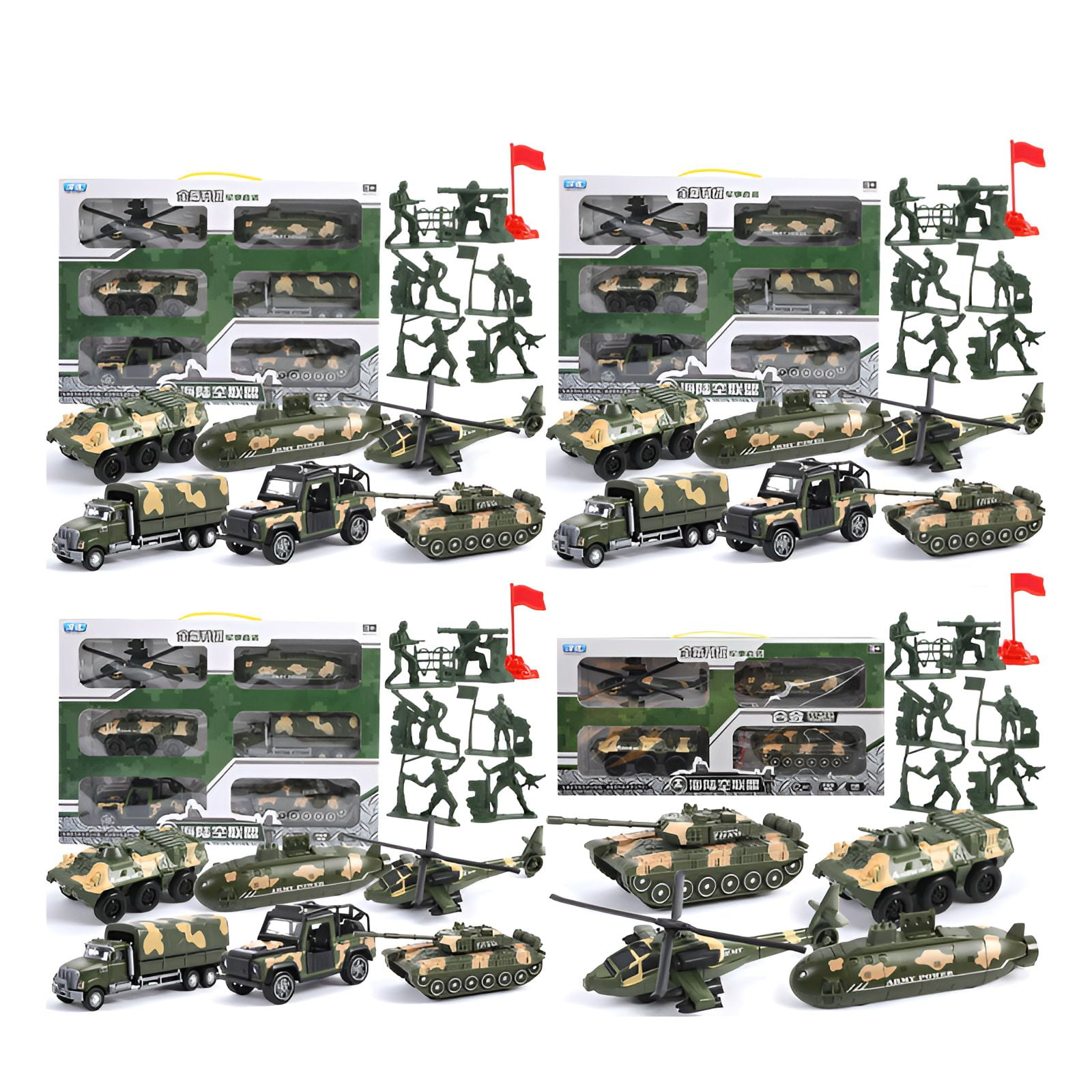 BESTSKY 4Pcs Military Toys,Rotating Wheels Army Toys,Smooth Glide Army ...
