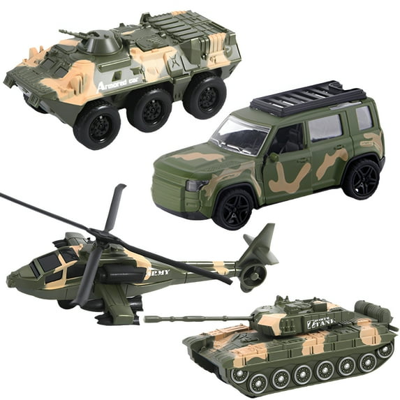 BESTSKY 4Pcs Military Vehicles Set,Rubber Tires Military Toy ...