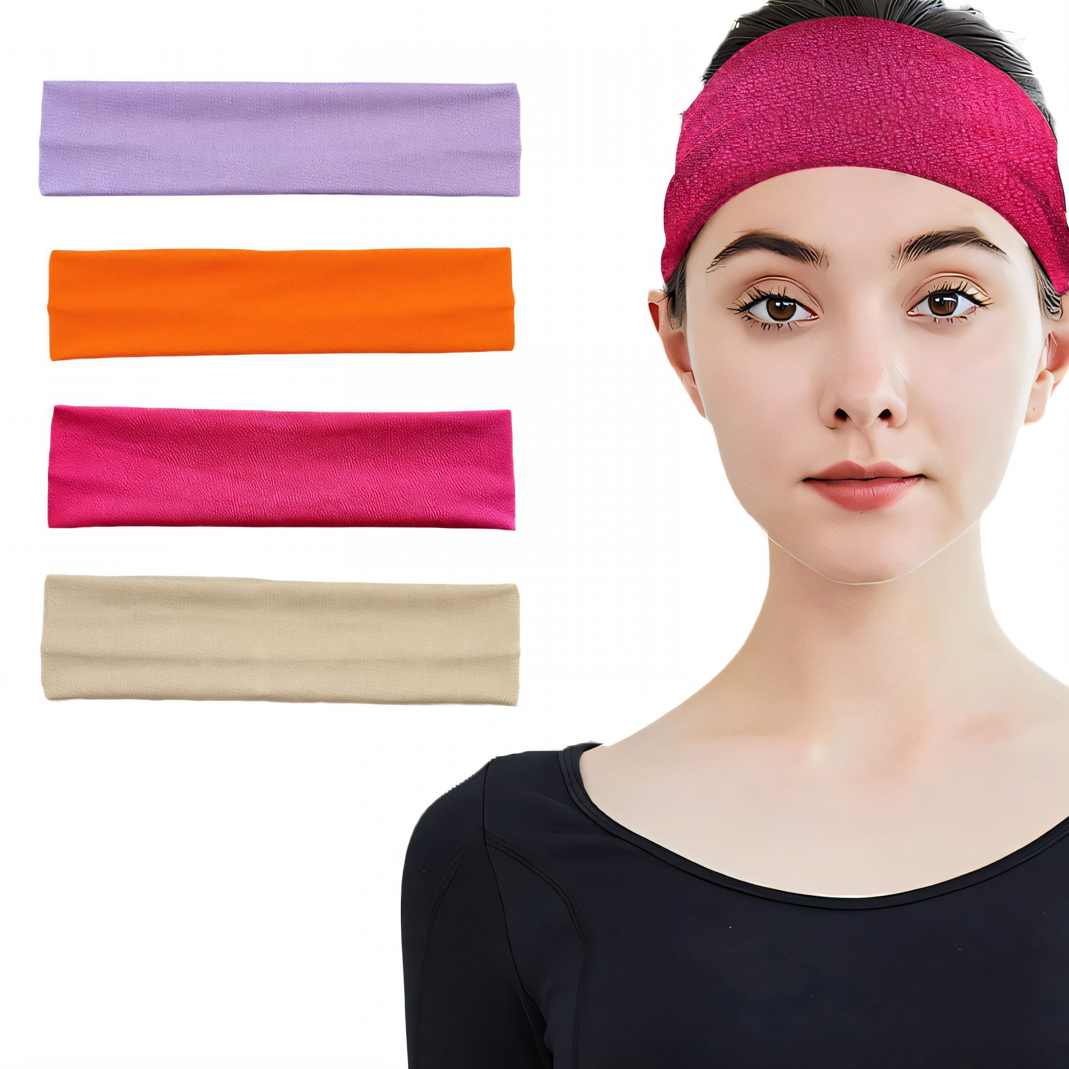 BESTSKY 4Pcs Sweat Band,Elastic Headbands for Women,Sweatbands for ...