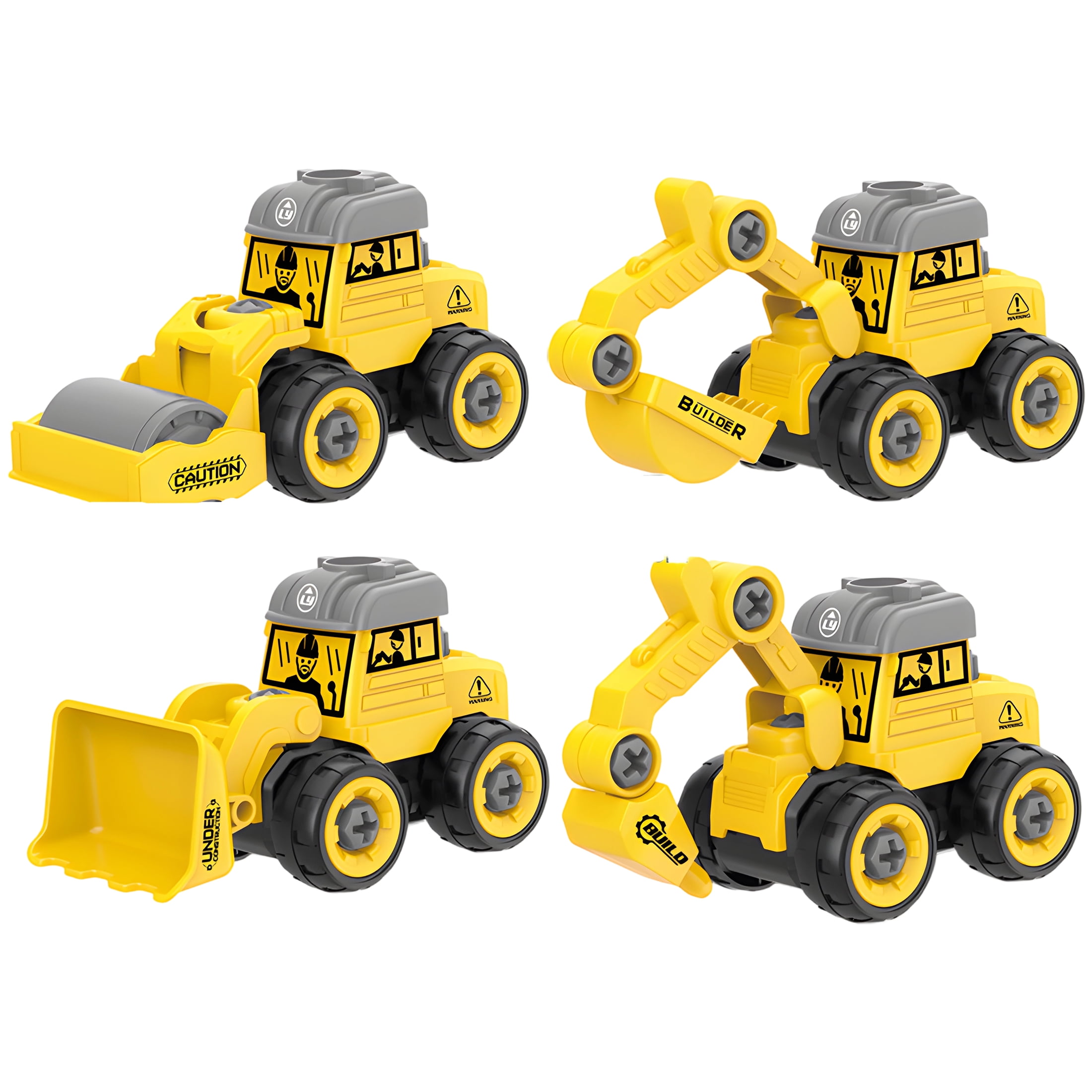 BESTSKY 4Pcs Toy Cars,Engineering Vehicle Car Toys,Disassembly and ...