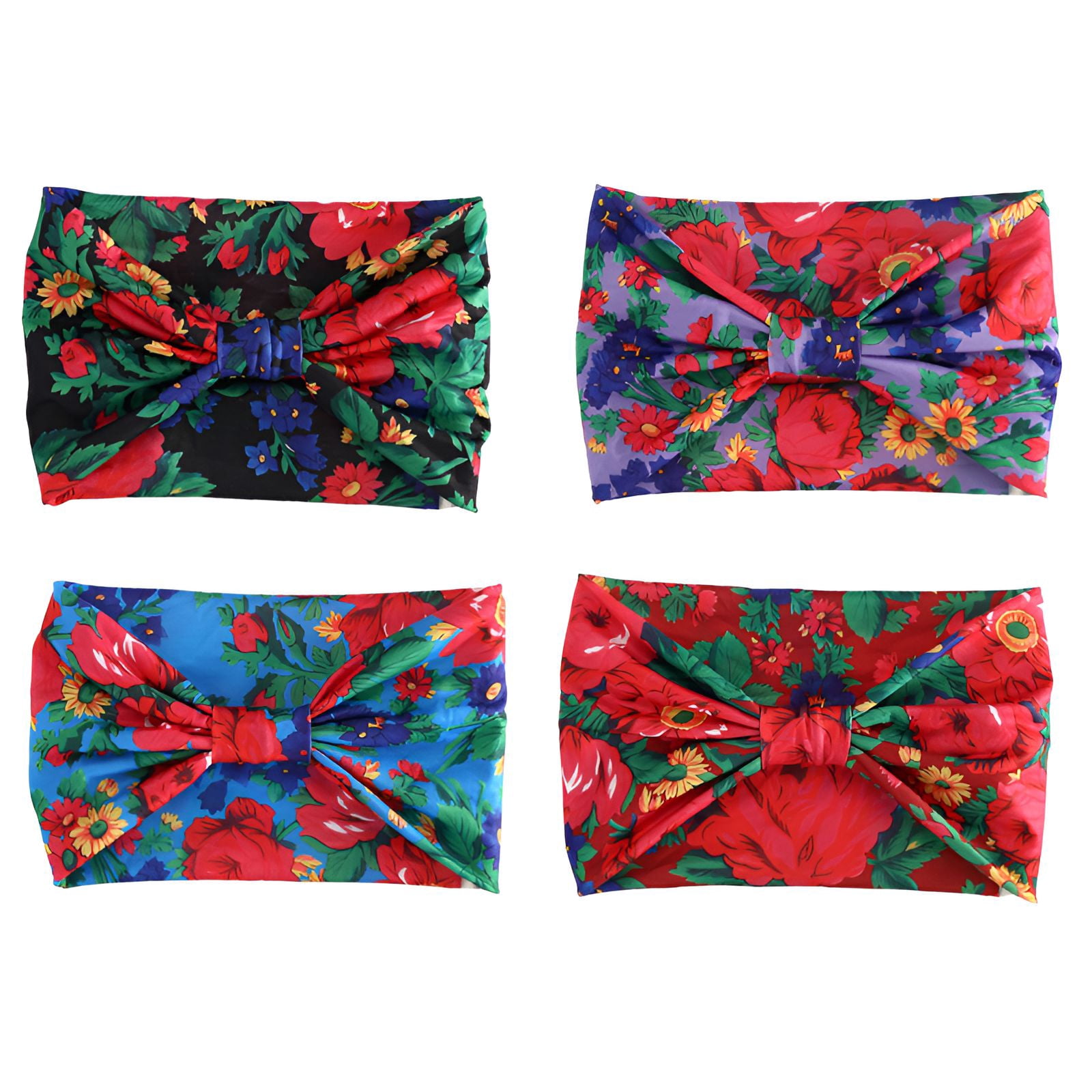 BESTSKY 4Pcs Wide Headbands for Women,Bohemian Design Elastic Headbands ...