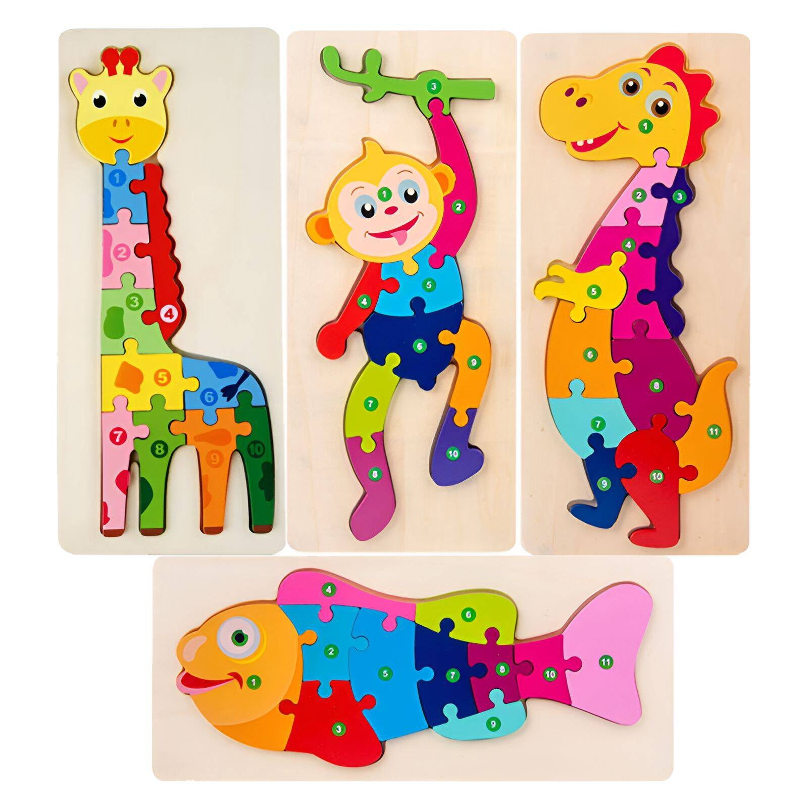 BESTSKY 4Pcs Wooden Puzzles for Toddlers 1-3,Rich Themed Puzzles ...