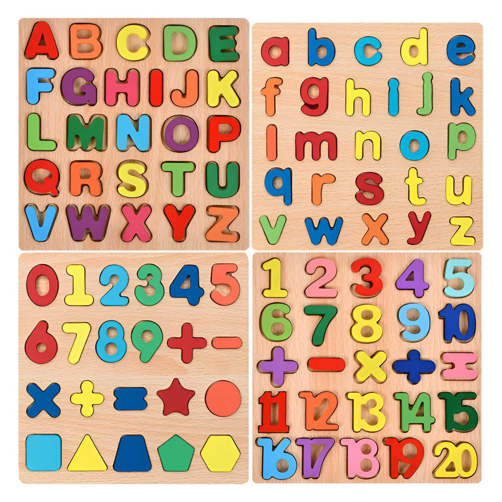 BESTSKY 4Pcs Wooden Puzzles for Toddlers 1-3,Various Puzzle Types ...