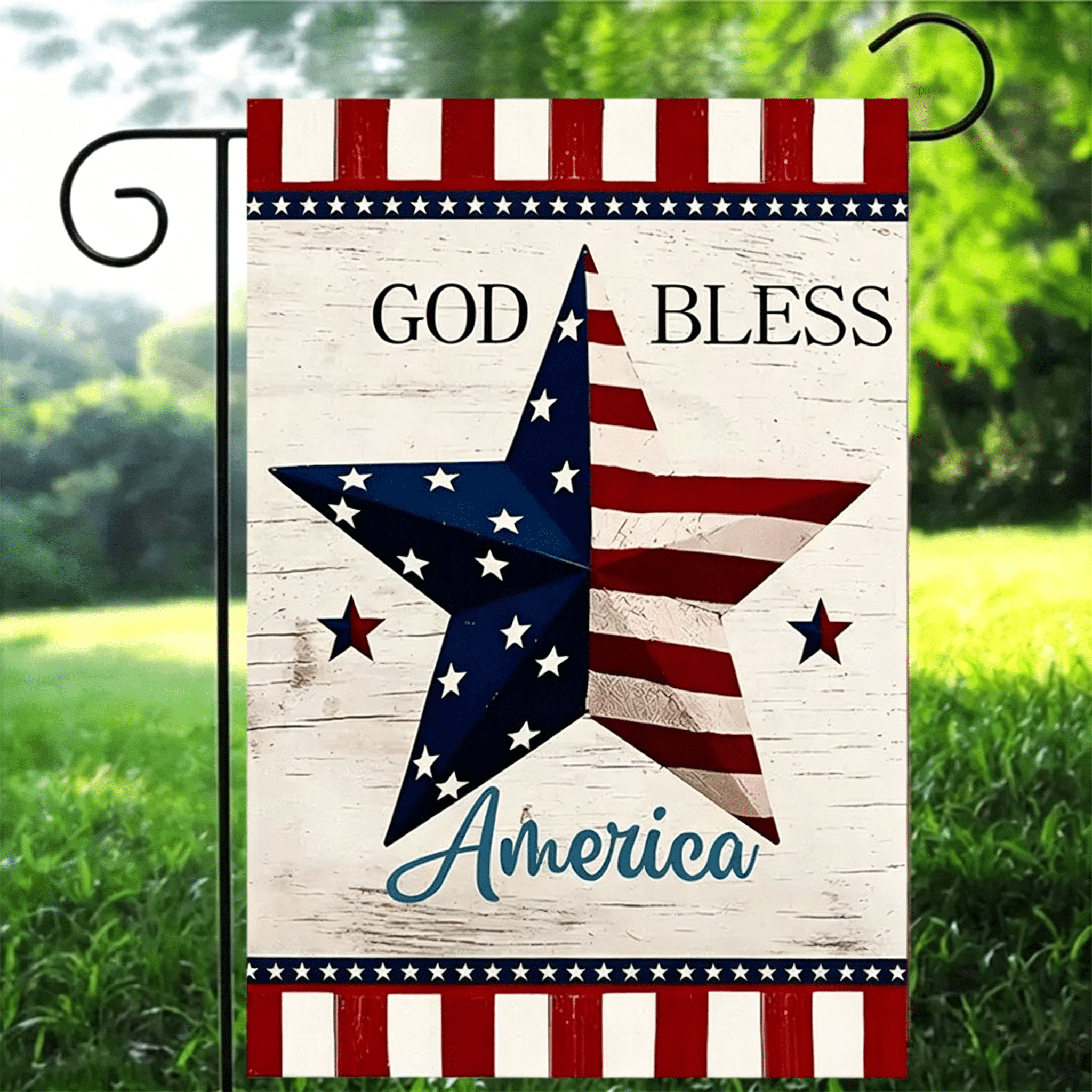 BESTSKY 4Th of July Garden Flag,12X18" Red Blue Linen Garden Flags ...