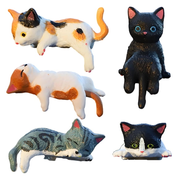 BESTSKY 5Pcs Cat Figurines,Mini Cat Craft Miniature Cat Figurines ...