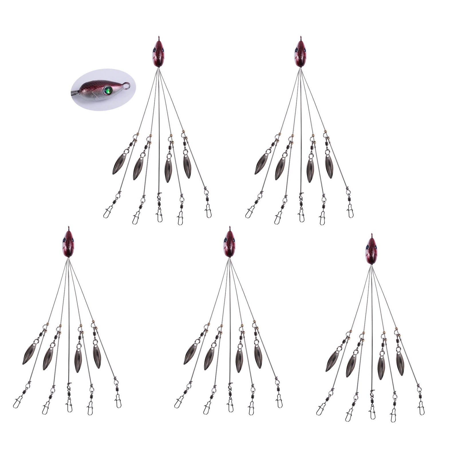 BESTSKY 5Pcs Fishing Rig 5 Arms 4 Blades 21.5cm Float Rig Umbrella ...