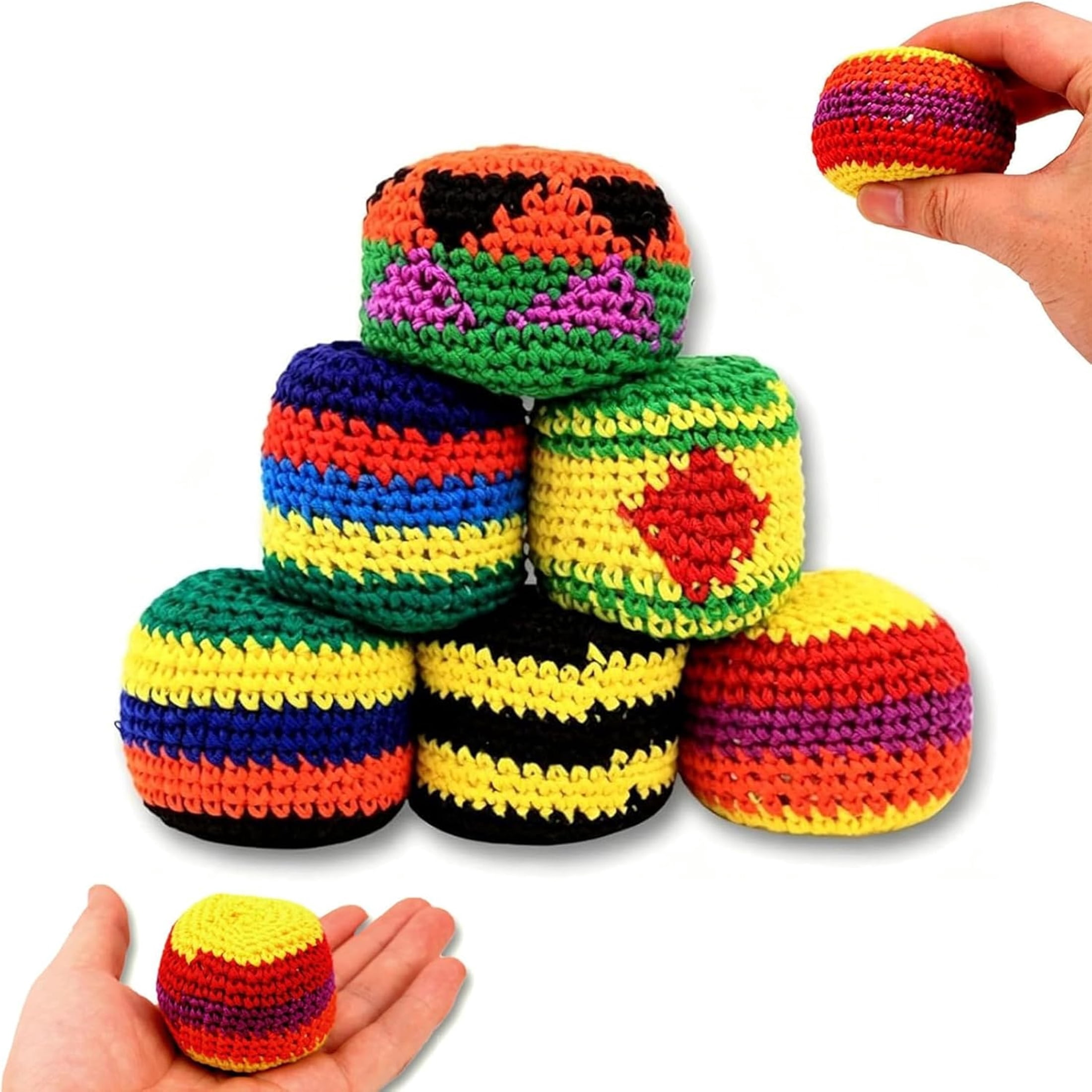 BESTSKY 6/12/24 PCS Hand-Made Knitted Footbag Sack,Assorted Foot Bag ...