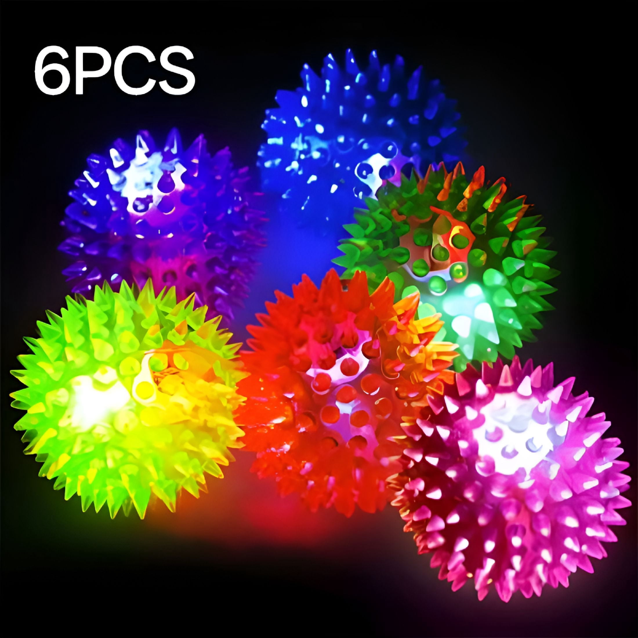 BESTSKY (6 Pack) Spiky Squeaker Balls Dog Toy - Extra Large, Cleans ...